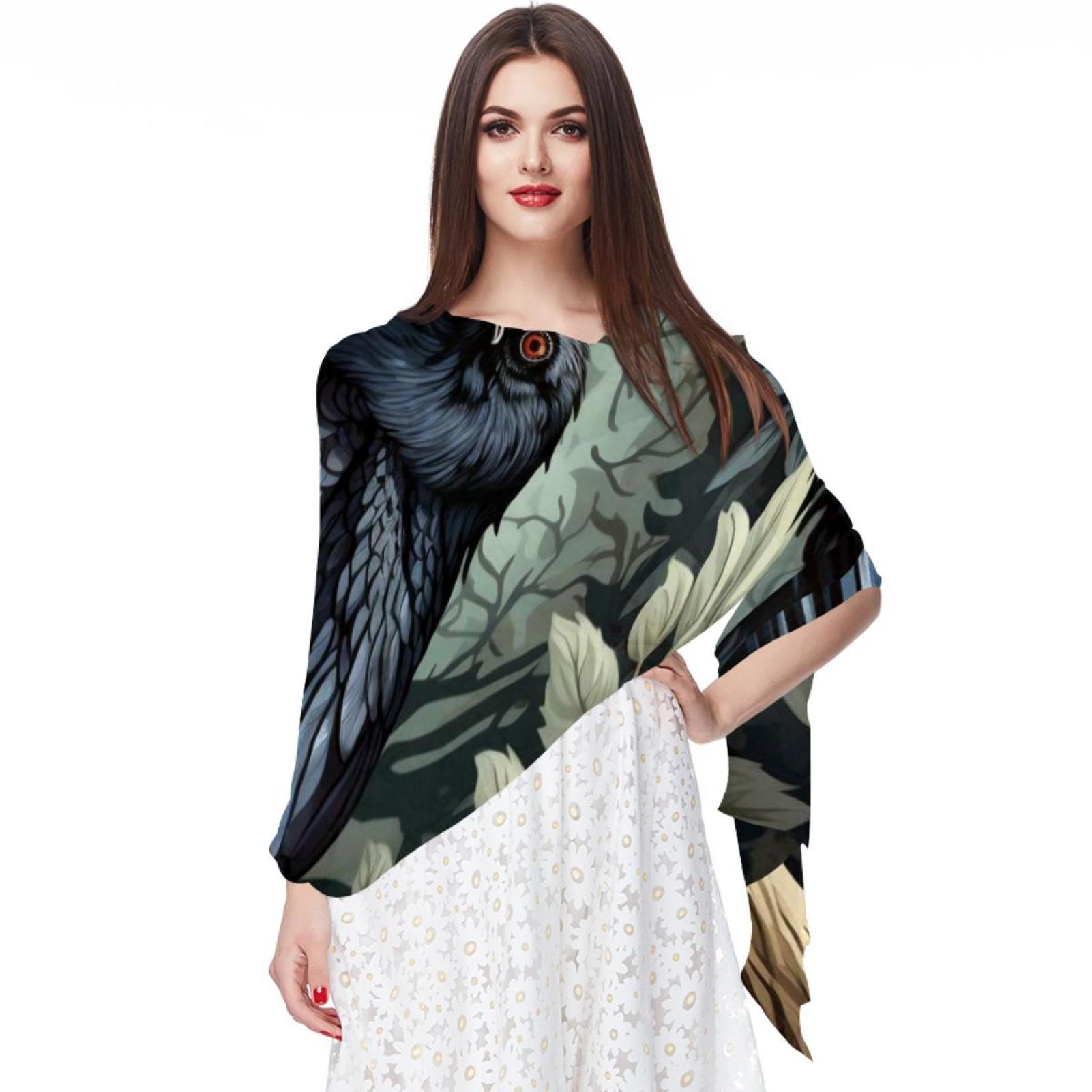 Crow Light and Breathable Chiffon Yarn Silk Scarf - Translucent 180*73 ...