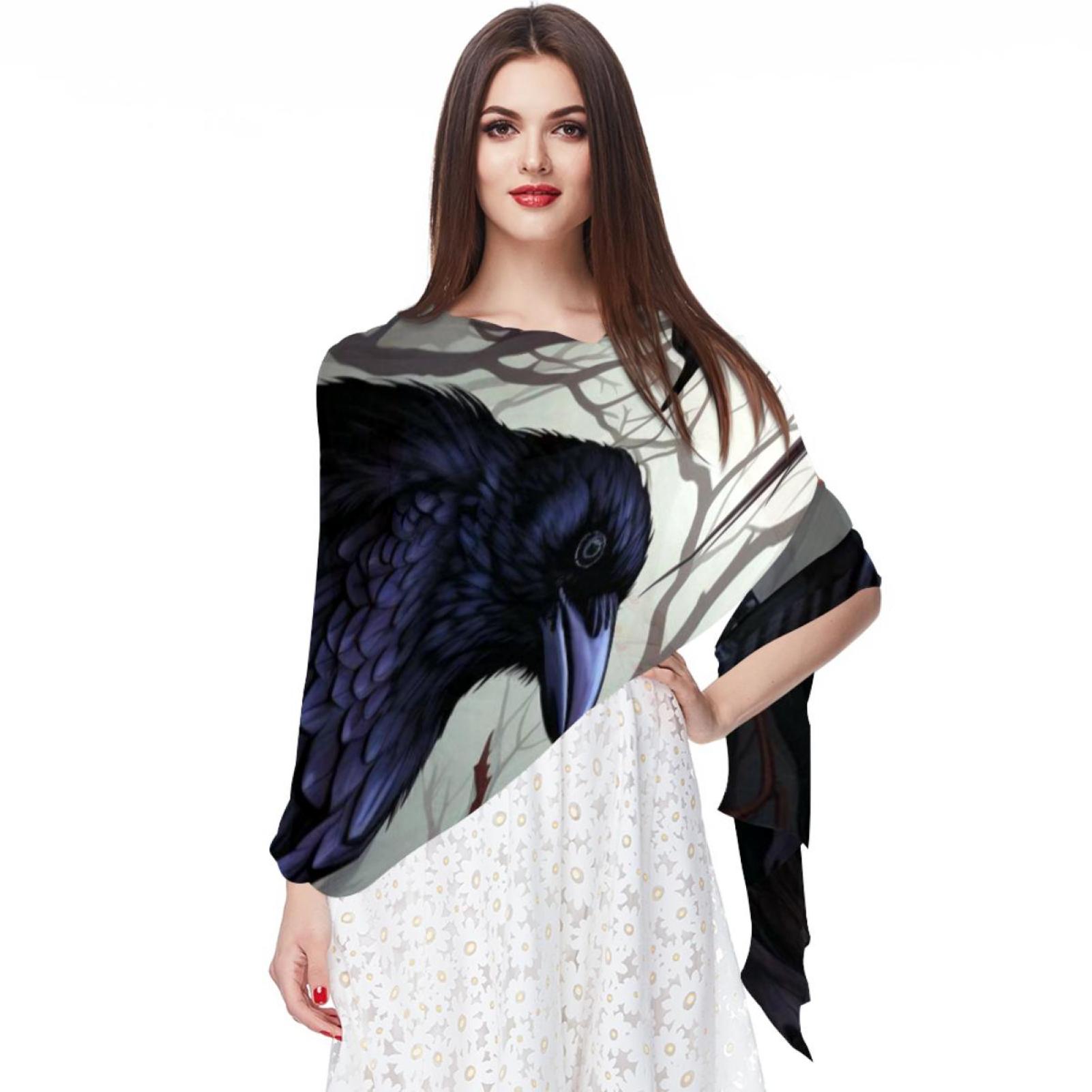 Crow Light and Breathable Chiffon Yarn Silk Scarf - Translucent 180*73 ...