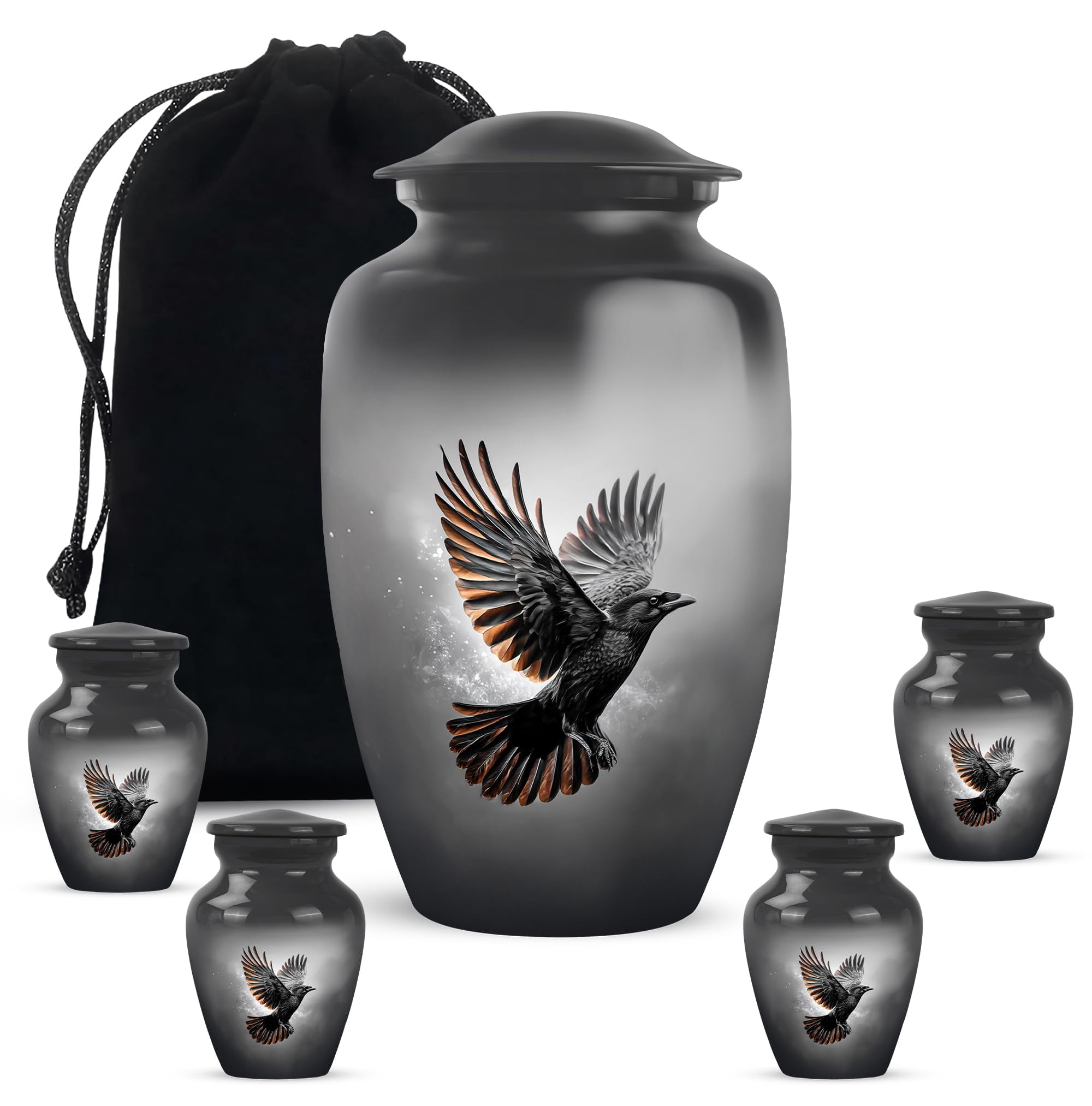 Crow Mini Ashes Container for Human Remains, Small Cremation Urn for ...