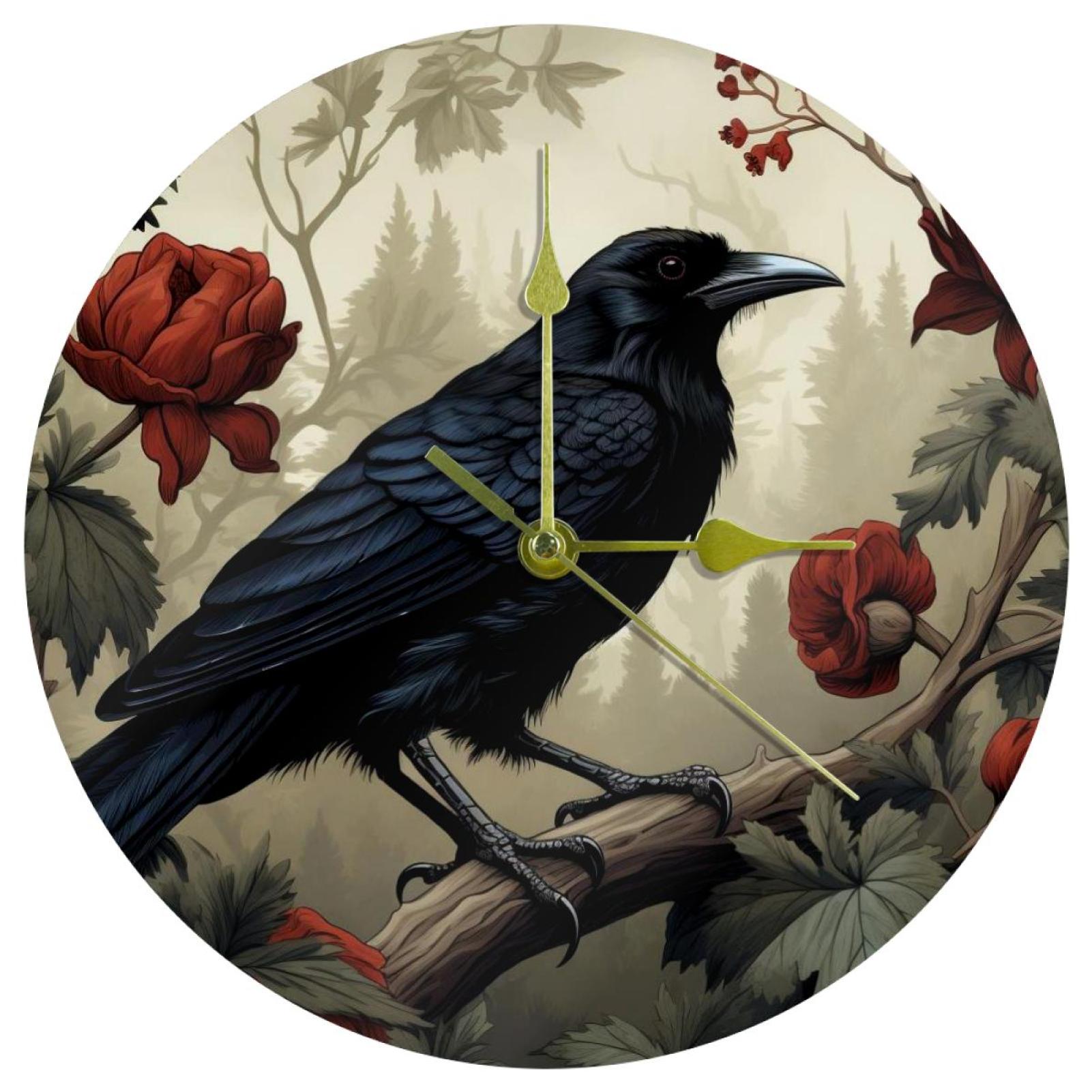 Crow Modern Round Acrylic Wall Clock, 9.8 Inches, Silent Non Ticking ...