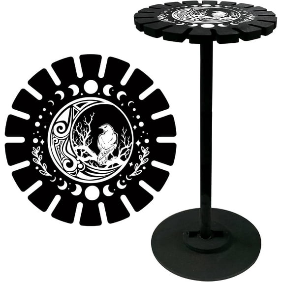 Crow Moon Phase Pendulum Display Shelf Holder Stand Black Raven Wooden ...