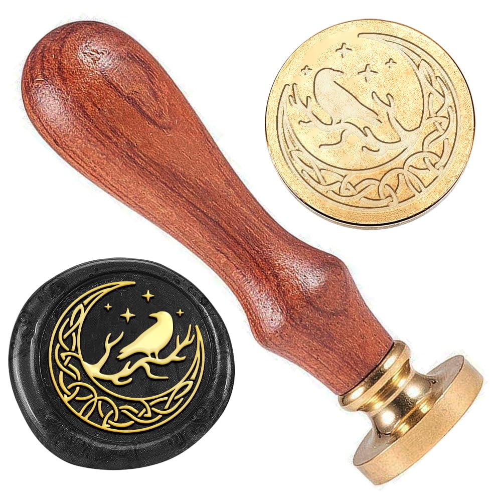 Crow Moon Wax Seal Stamp Embossed Stamp Sealing Removable 1" Brass Wax ...