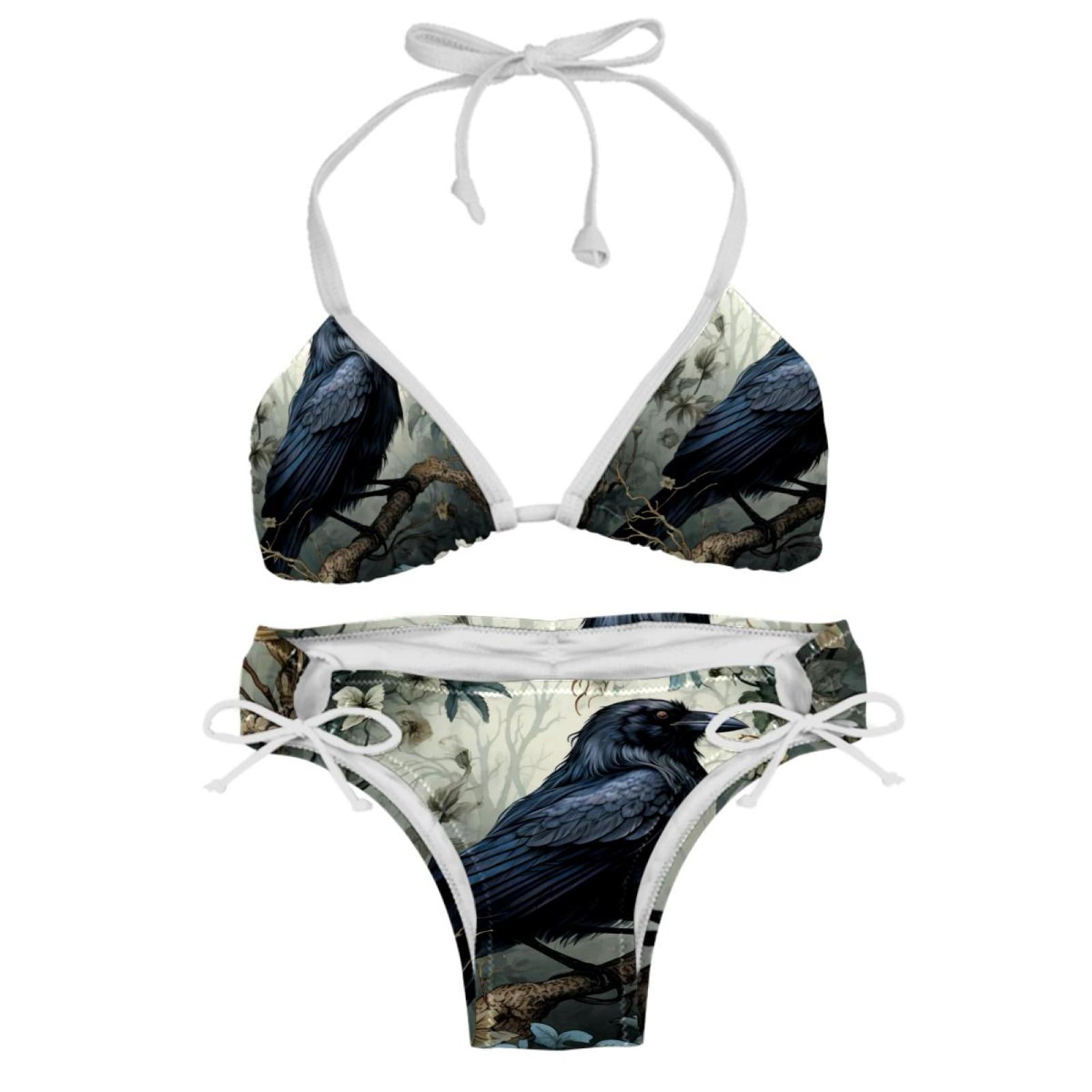 Crow One-Piece Swimsuit Bikini Set, Detachable Sponge, Adjustable Strap ...