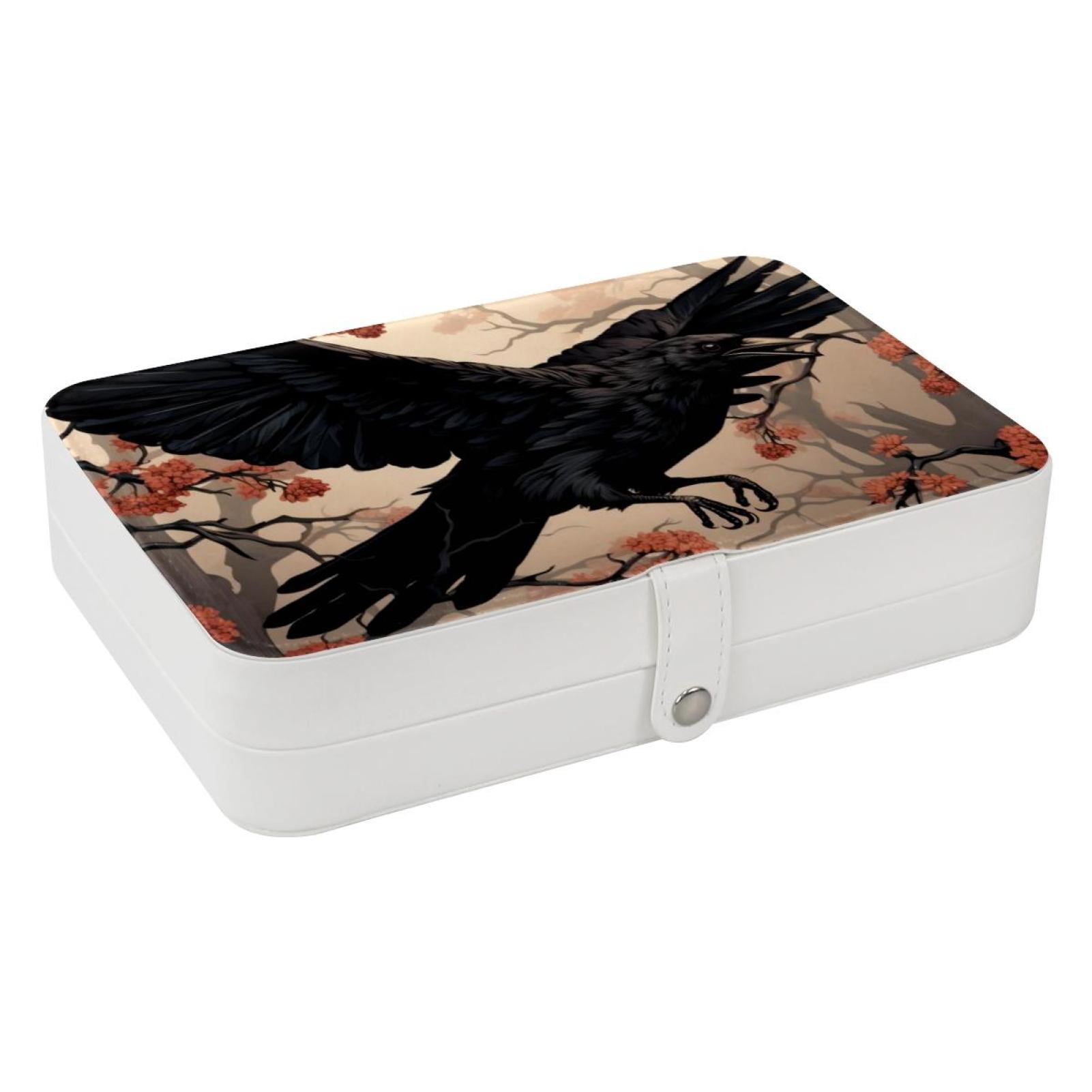 Crow PU Leather Necklace Organizer Jewelry Boxes Display Case with ...