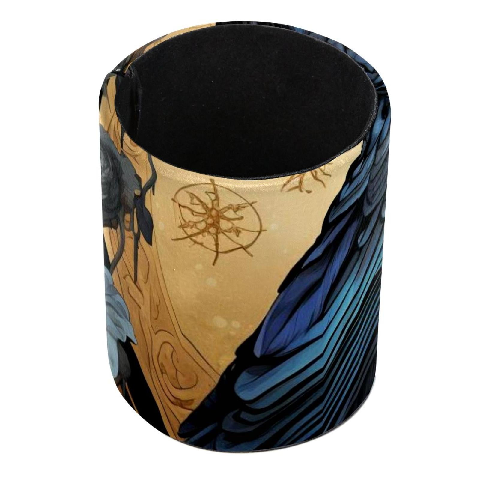 Crow PVC Leather Brush Holder Pencil Holder Cylinder Pen Holder ...