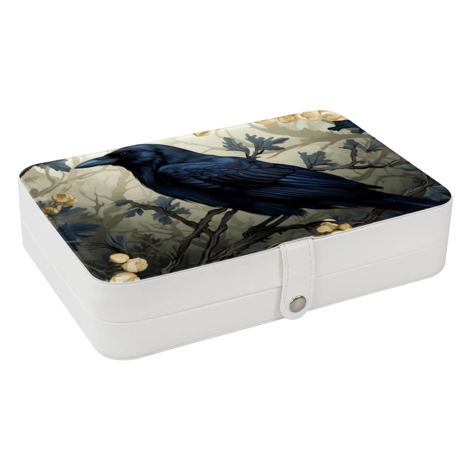 Crow Portable PU Leather Earring Holder with Removable Compartment ...