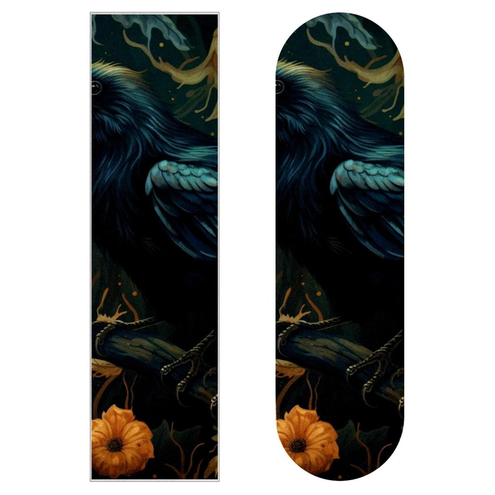 Crow Premium Emery Skateboard Grip Tape Pair - Pack of 2 Stickers, PVC Backing, 8.8x32.6in/22 ...