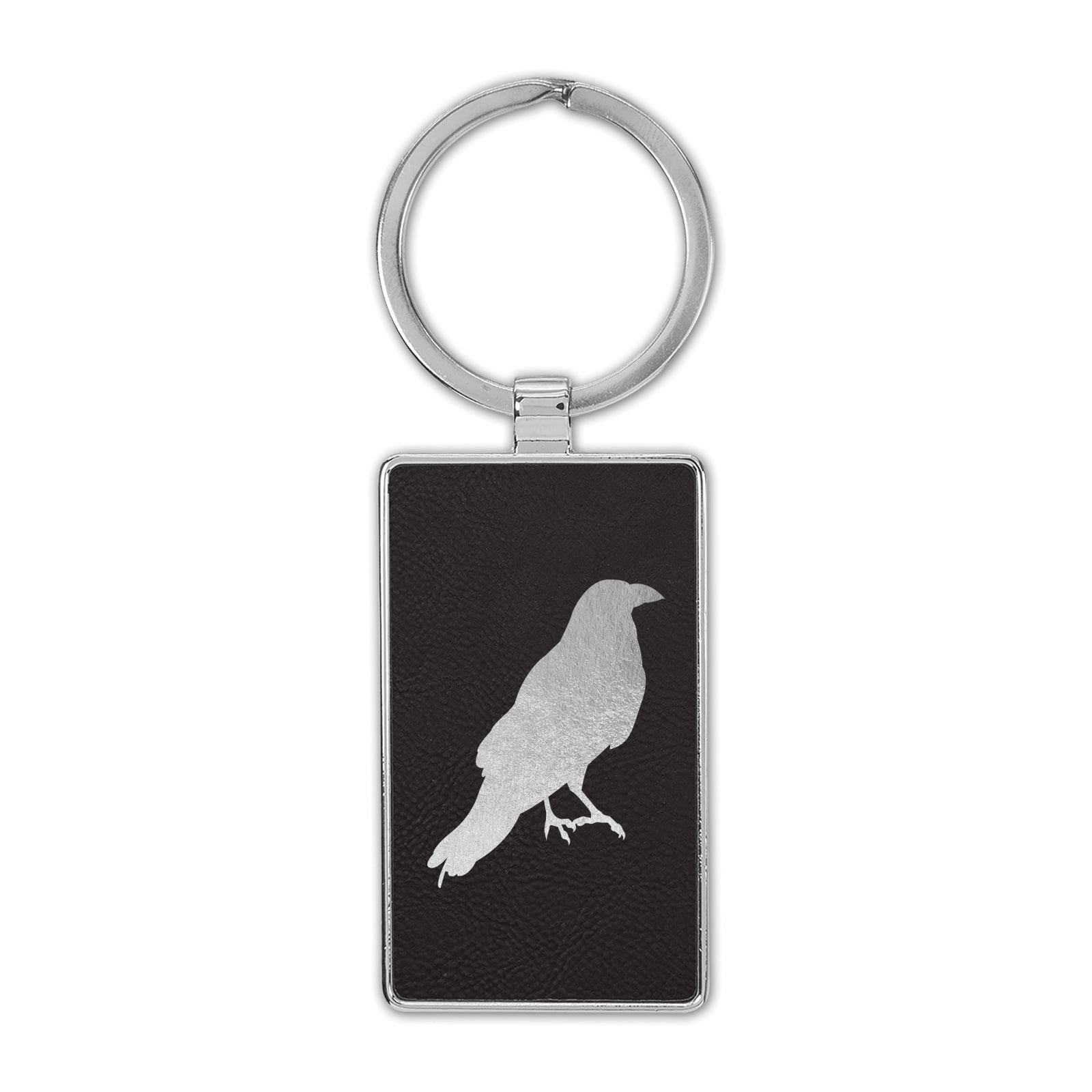 Crow Premium Leatherette Keychain raven blackbird - Black/Silver ...