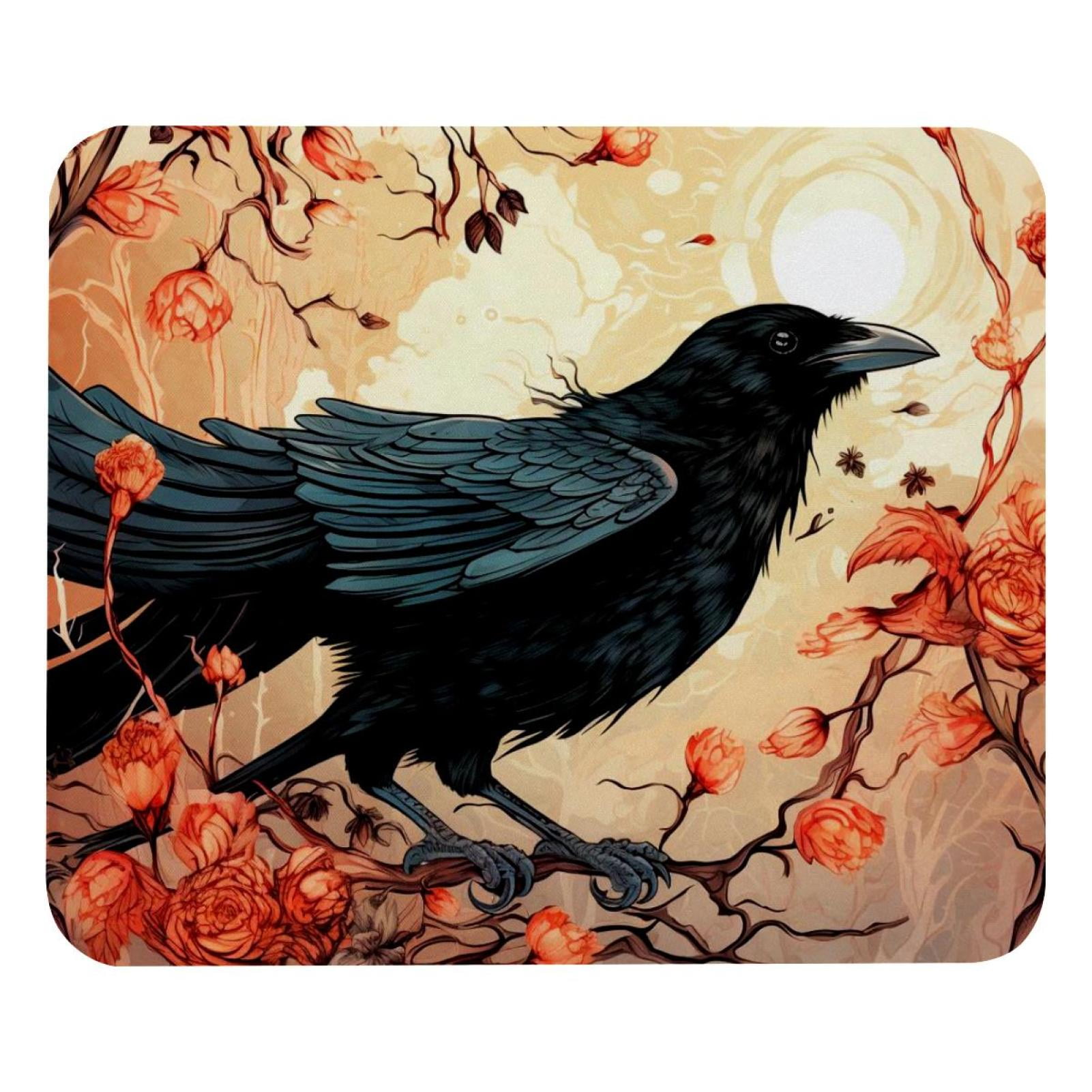 Crow Printed Square Desk Pad, 8.3x9.8 Inch Non-Slip Rubber Bottom ...