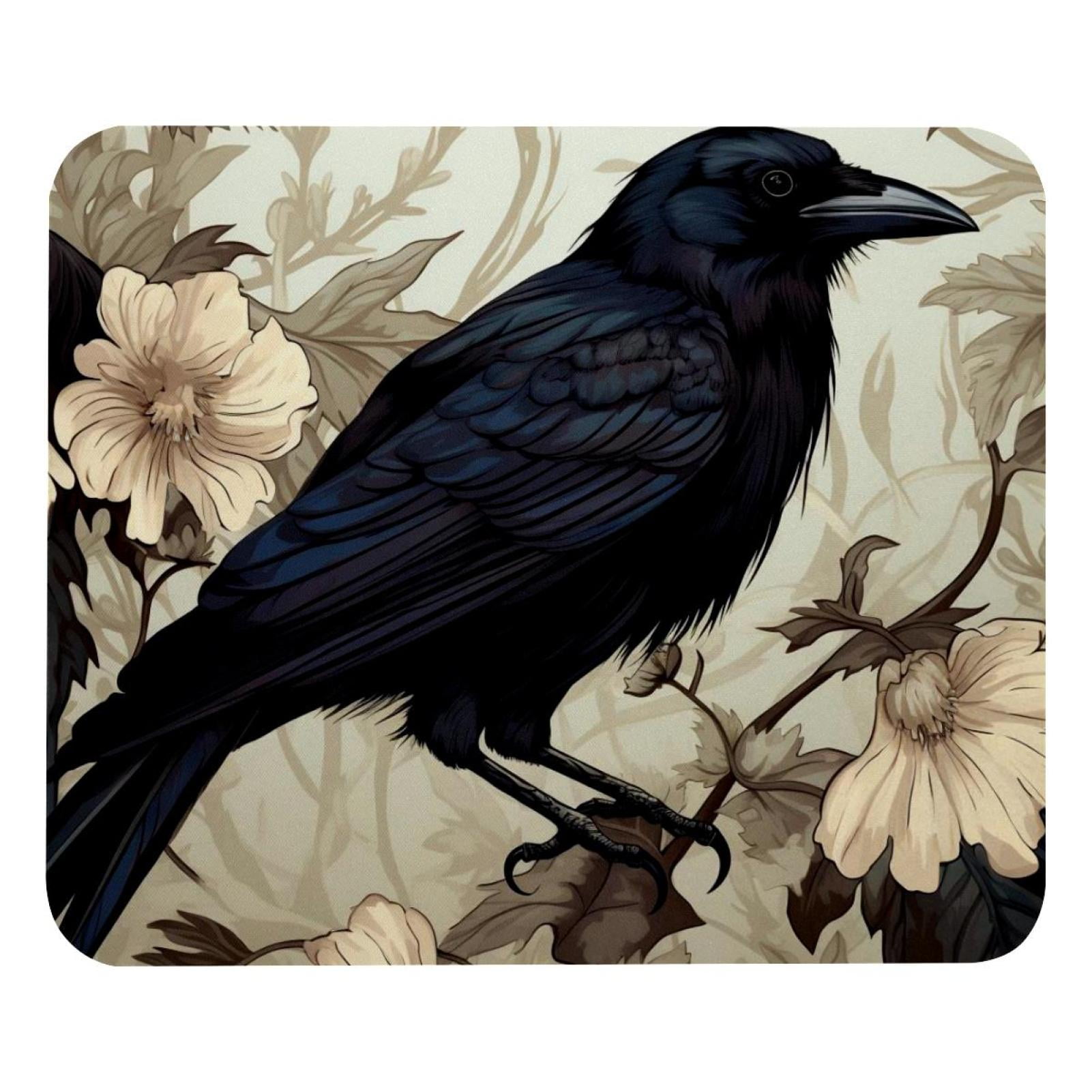 Crow Printed Square Desk Pad, 8.3x9.8 Inch Non-Slip Rubber Bottom ...