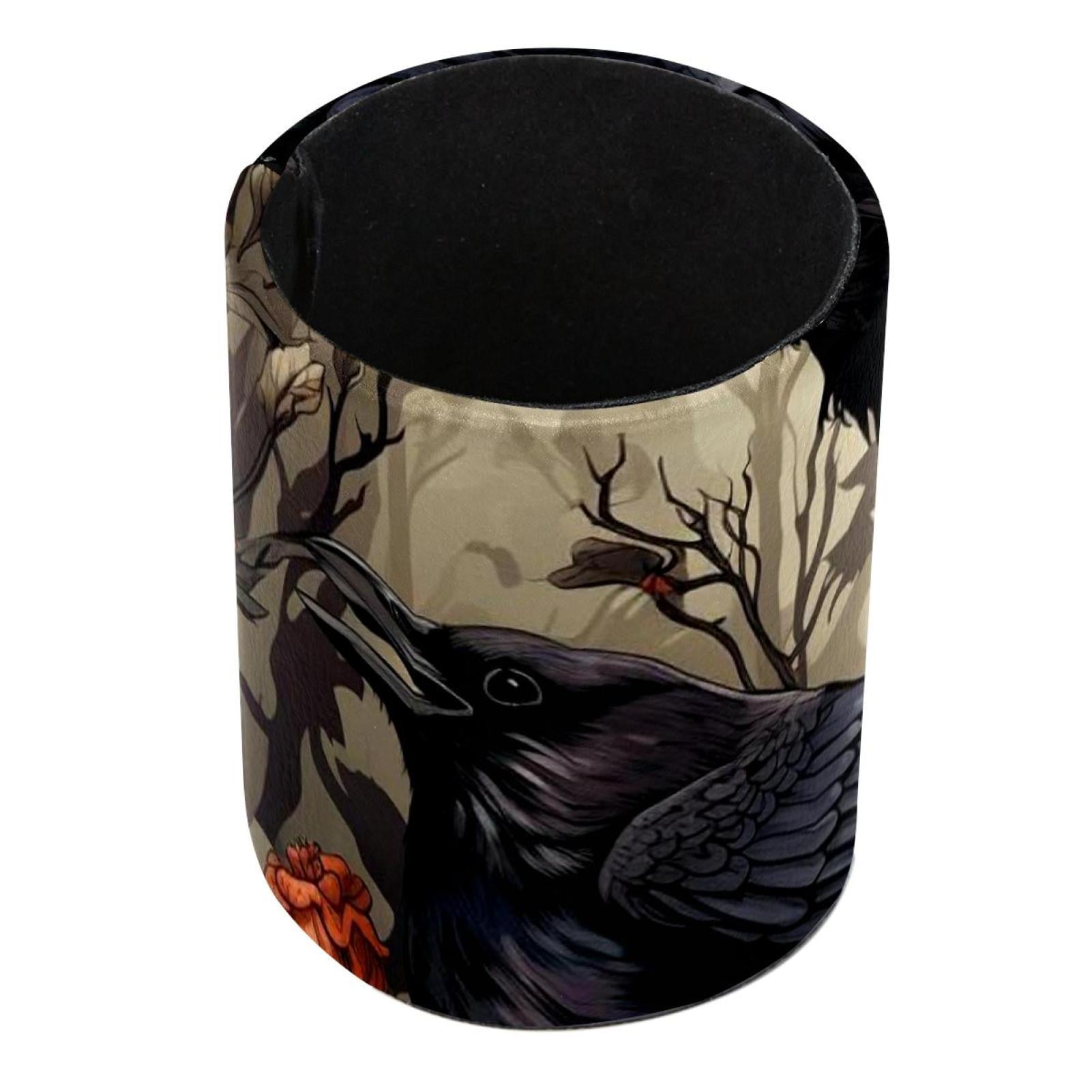 Crow Pvc Leather Pen Holder Organizer Brush Holder - Lined with Flannel ...