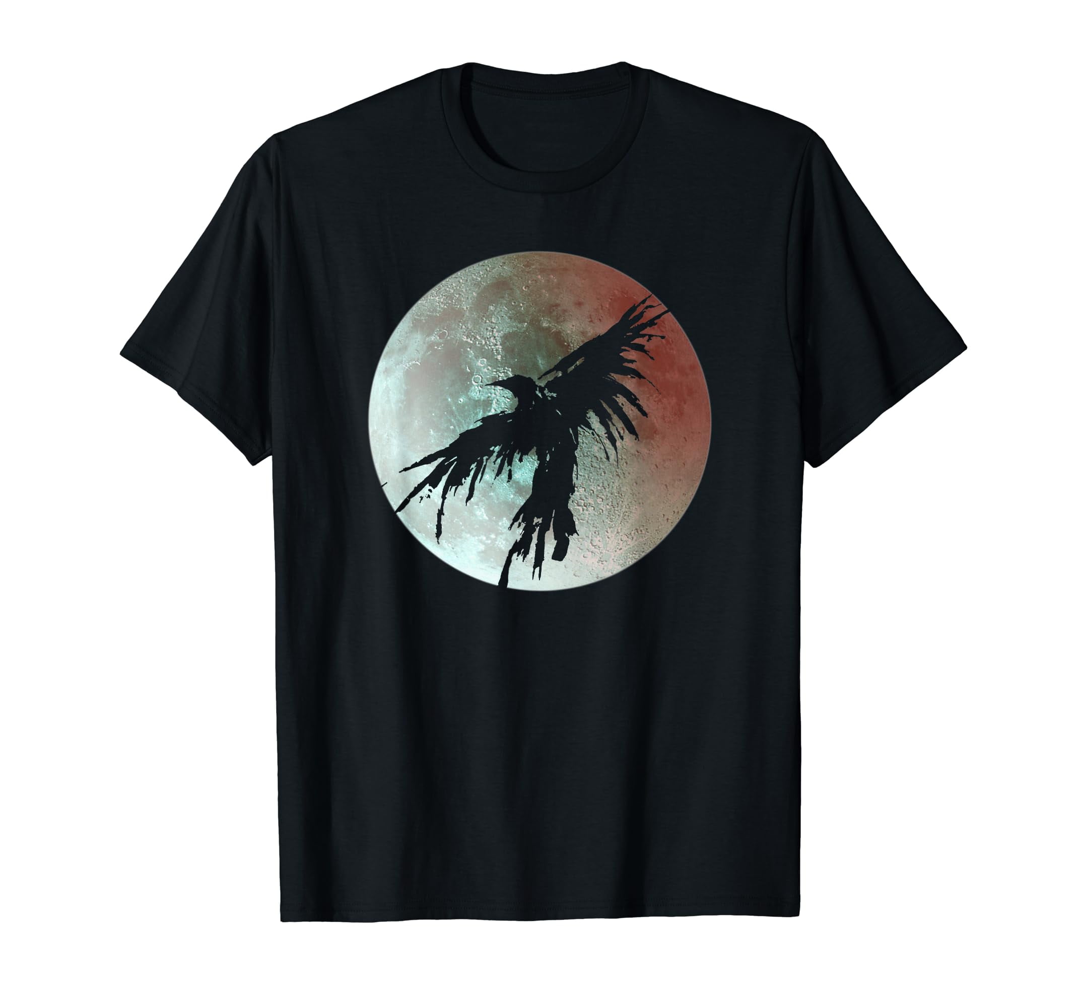 Crow Raven Distressed Flying Bird Full Moon Raven Crow T-Shirt Black ...