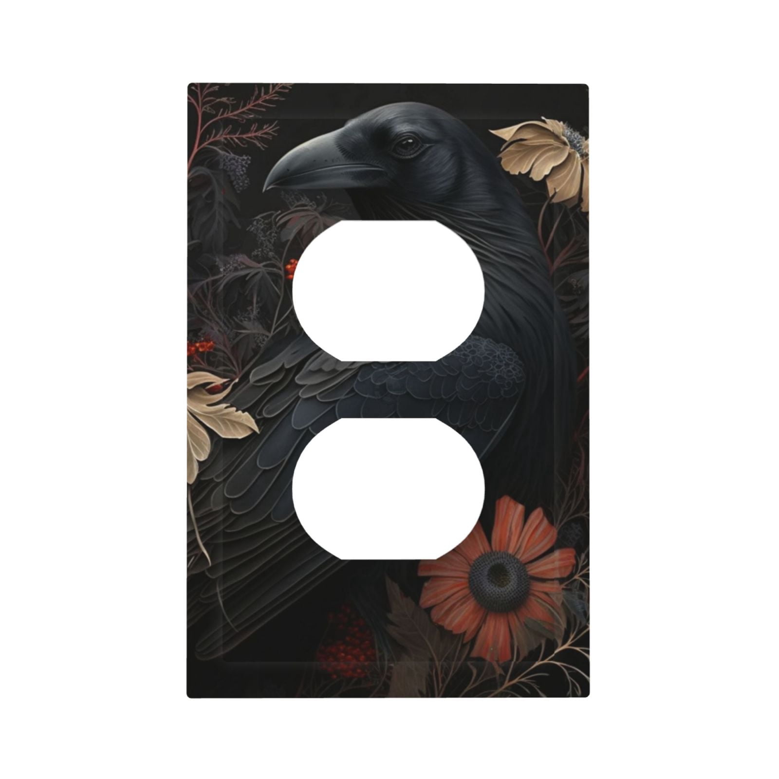 Crow Raven Flowers Gothic Black Duplex Wall Plate 1 Gang Decorative ...