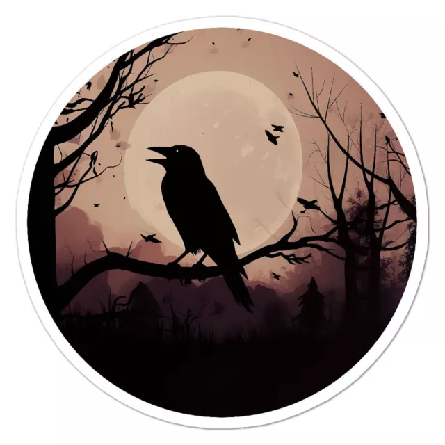 Crow Raven Moon Sticker Indoor Outdoor Phone Decal Water Bottle ...