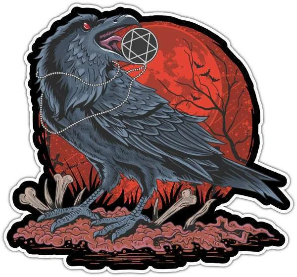 Crow Raven Night Cemetery Halloween Bird Car Stickerphone Decal Water ...