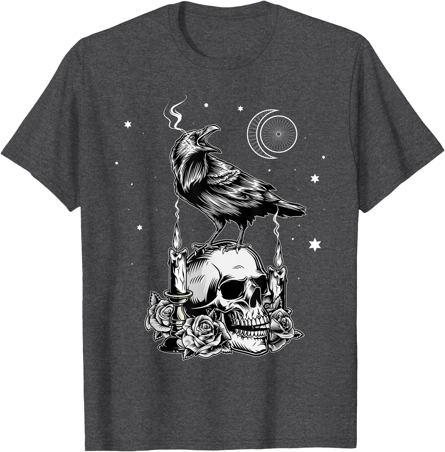 Crow Raven Skull Viking Norse Gothic Softstyle Unisex T-Shirt,Dark ...