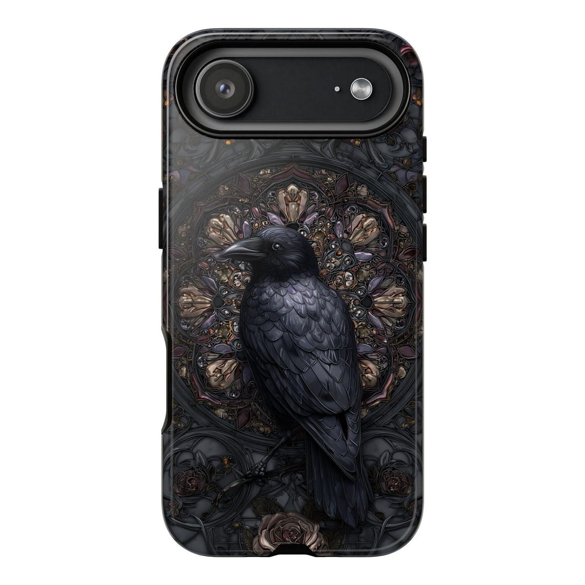 Crow Raven Stained Glass Dark Academia Phone Case 17 16 15 14 13 12 11 ...