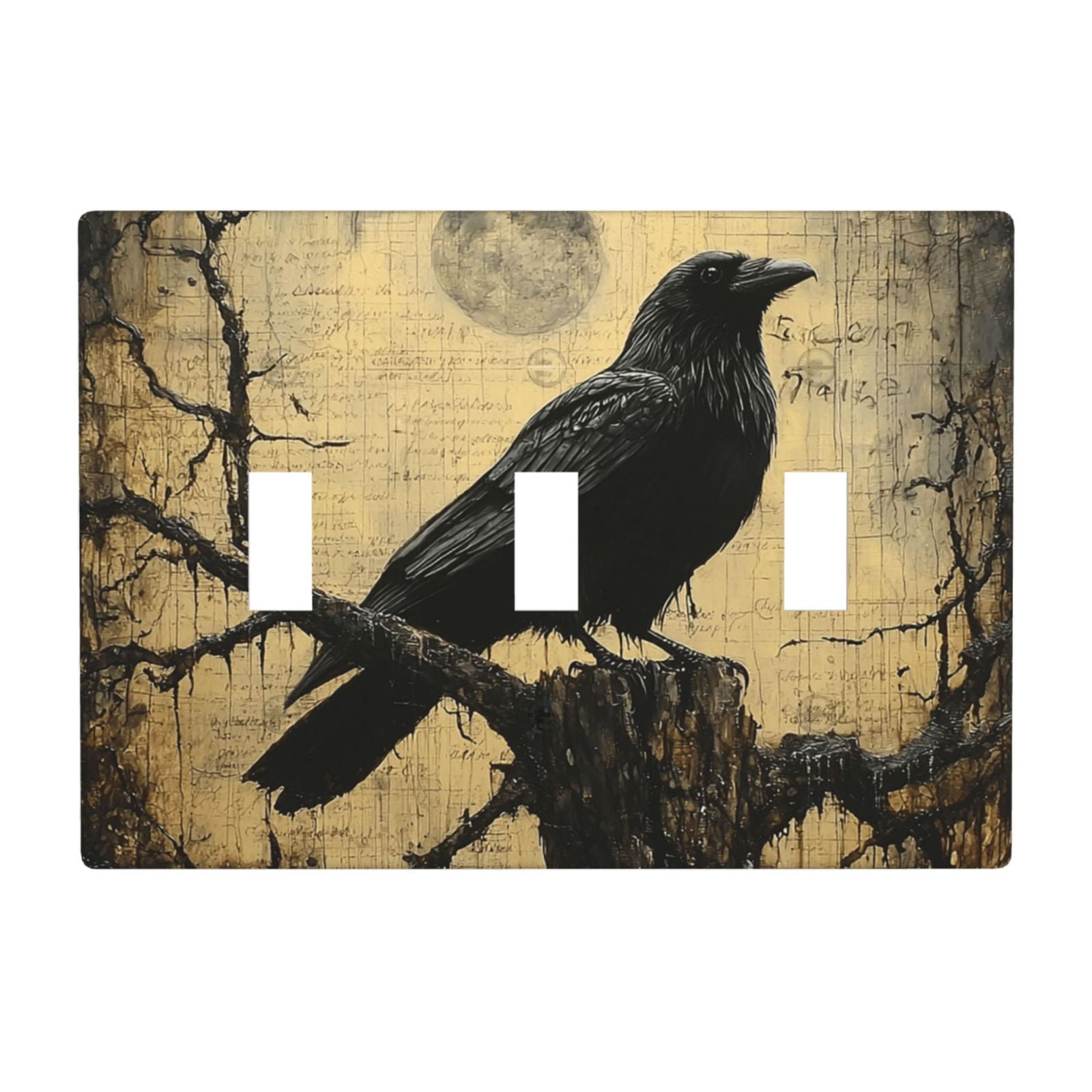 Crow Raven Vintage 3 Gang Light Switch Cover Decorative Triple Toggle ...