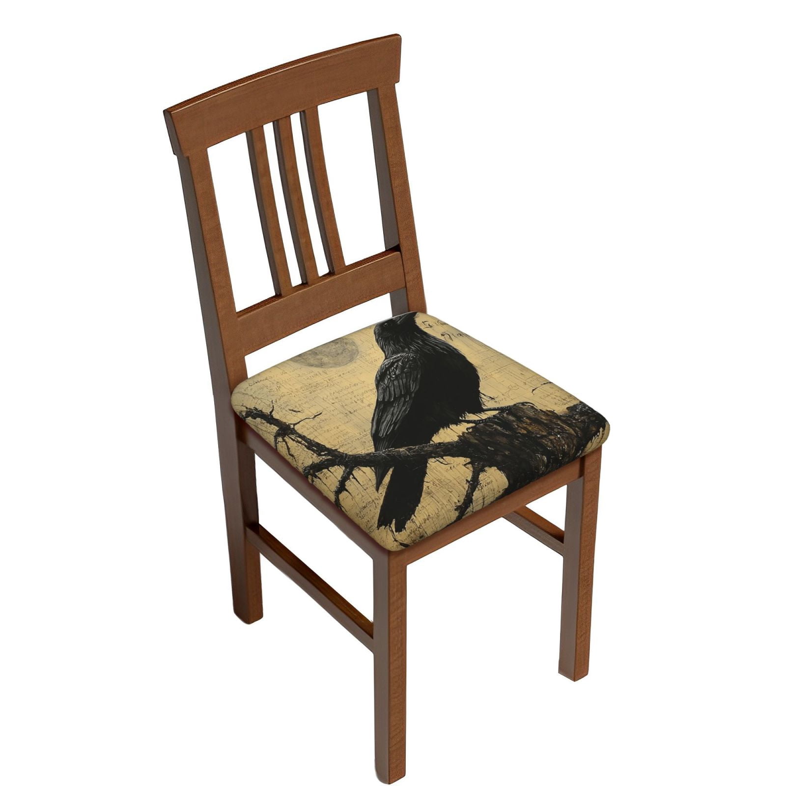 Crow Raven Vintage Square Chair Seat Cushion Cover Two Pieces Non-Slip ...