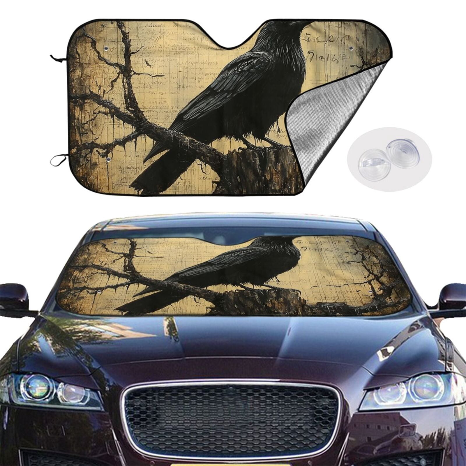 Crow Raven Vintage Windshield Sunshade Sun Shade Front Window Car Sun ...