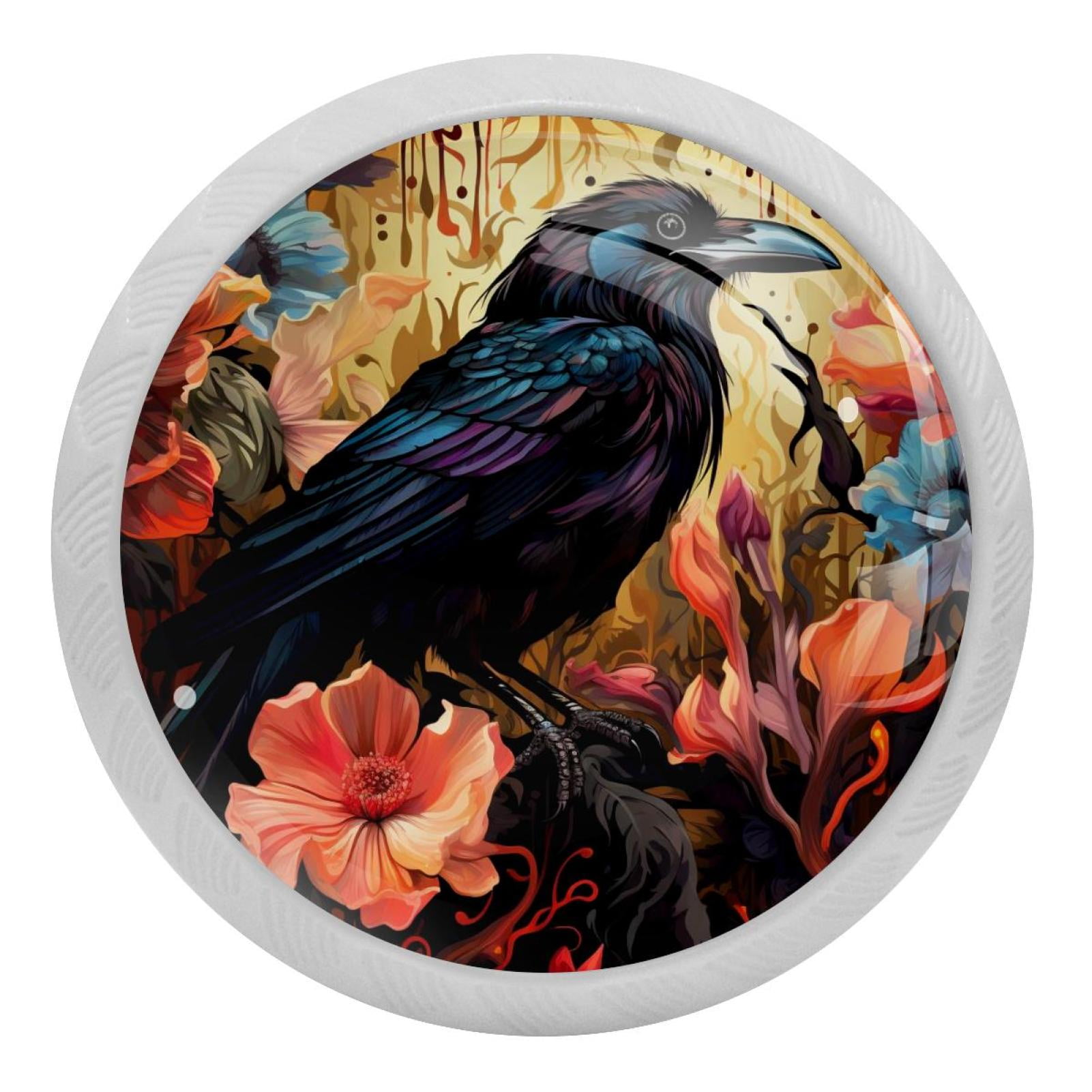 Crow Round Glow-in-the-Dark Cabinet Knobs: Fluorescent Drawer Pulls 4 ...