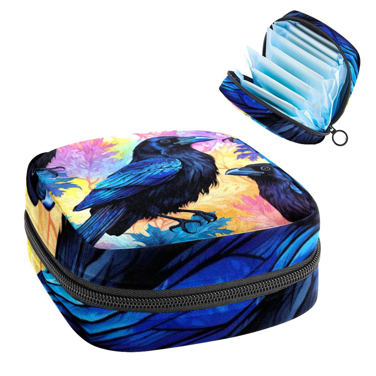 Crow Sanitary Napkin Bag Period Pouch Travel Organizer Zipper Pouch ...
