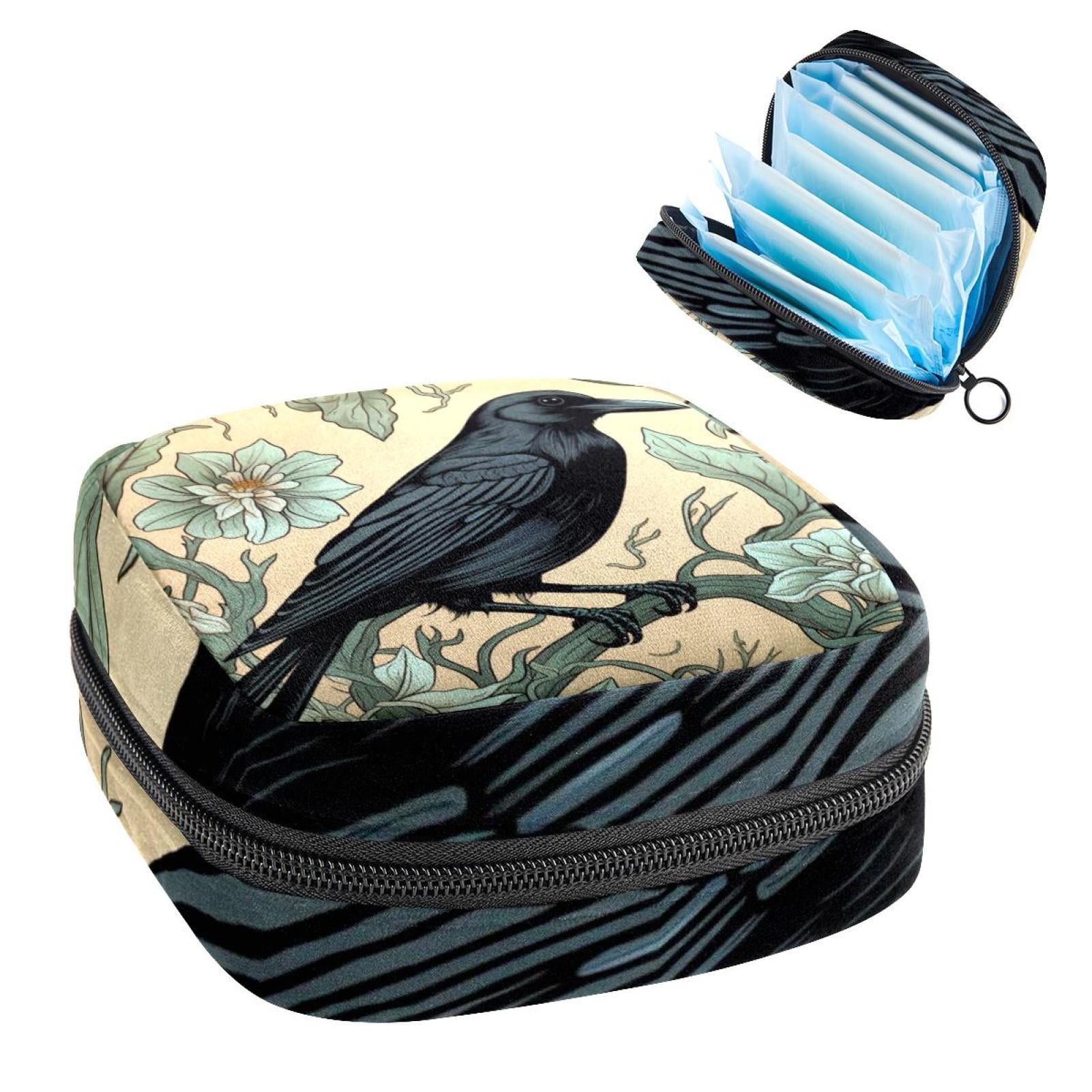 Crow Sanitary Napkin Pouch Bag with Plush Fabric, Sponge, and Oxford ...