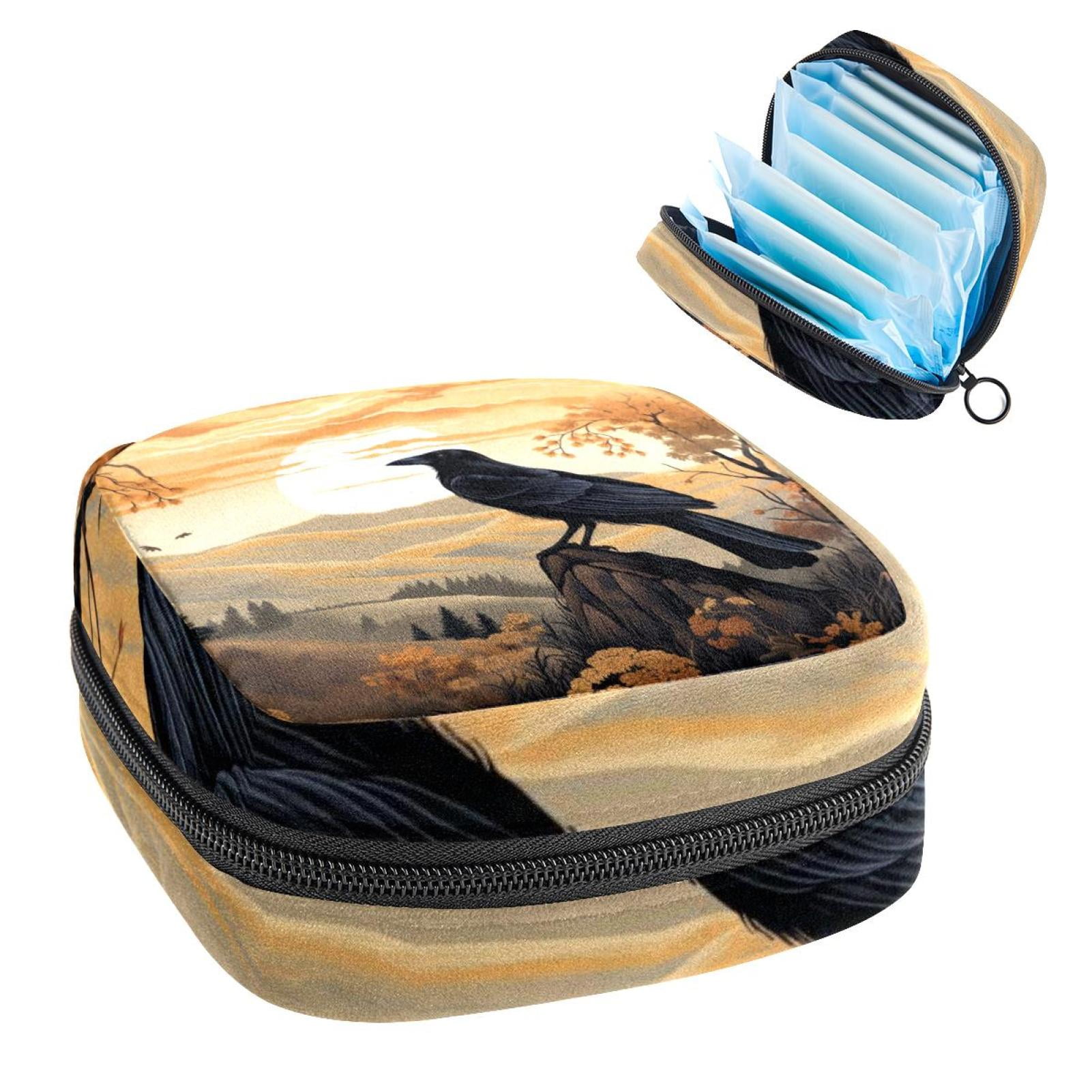 Crow Sanitary Napkin Pouch Period Bag Cosmetic Travel Pouch Small ...