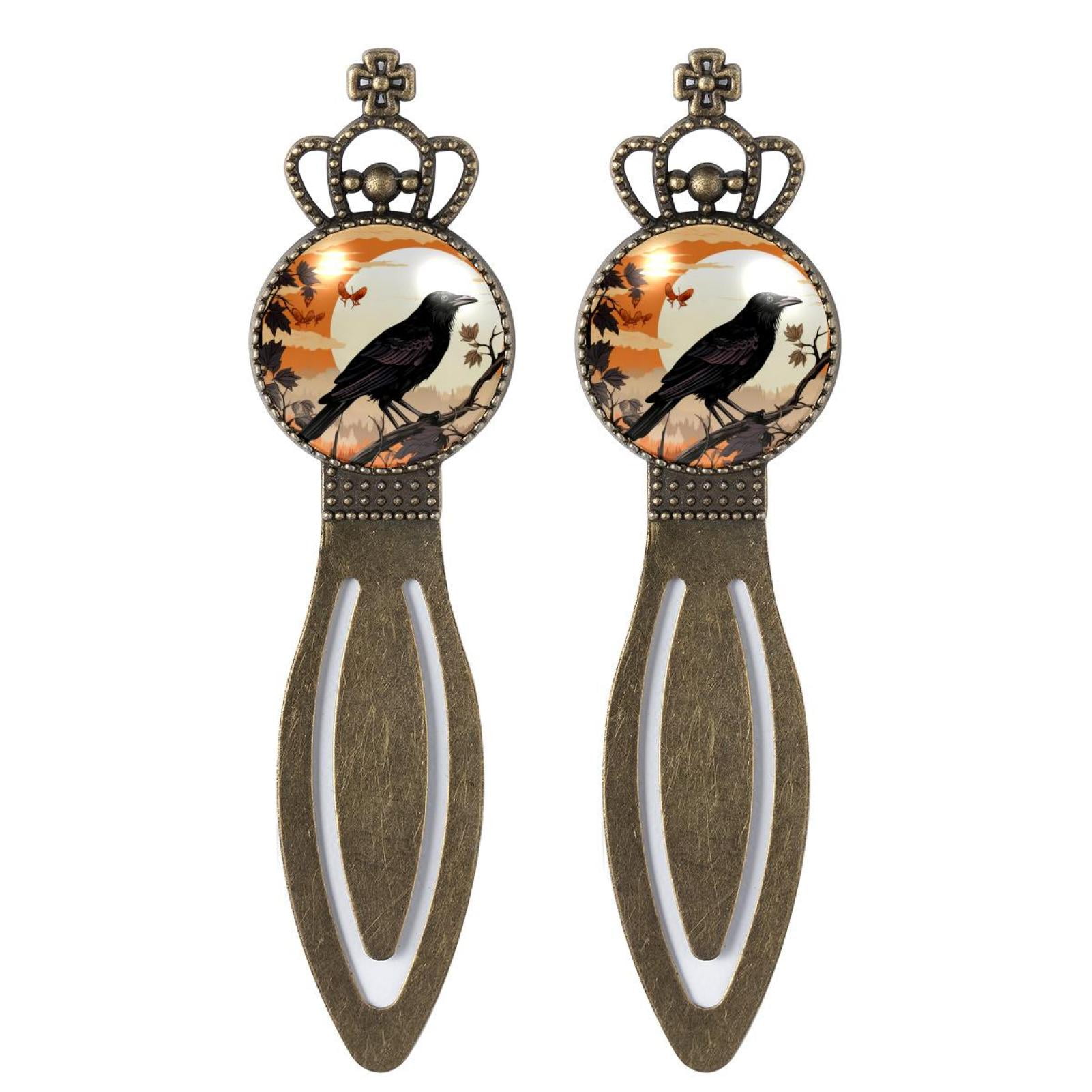 Crow Set of Two Vintage Copper Crown-shaped Bookmarks - Stainless Steel ...