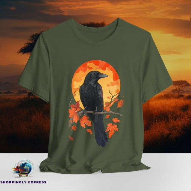 Crow Shirt – Autumn Nature Bird Elegant Raven on Branch Fall Wildlife ...