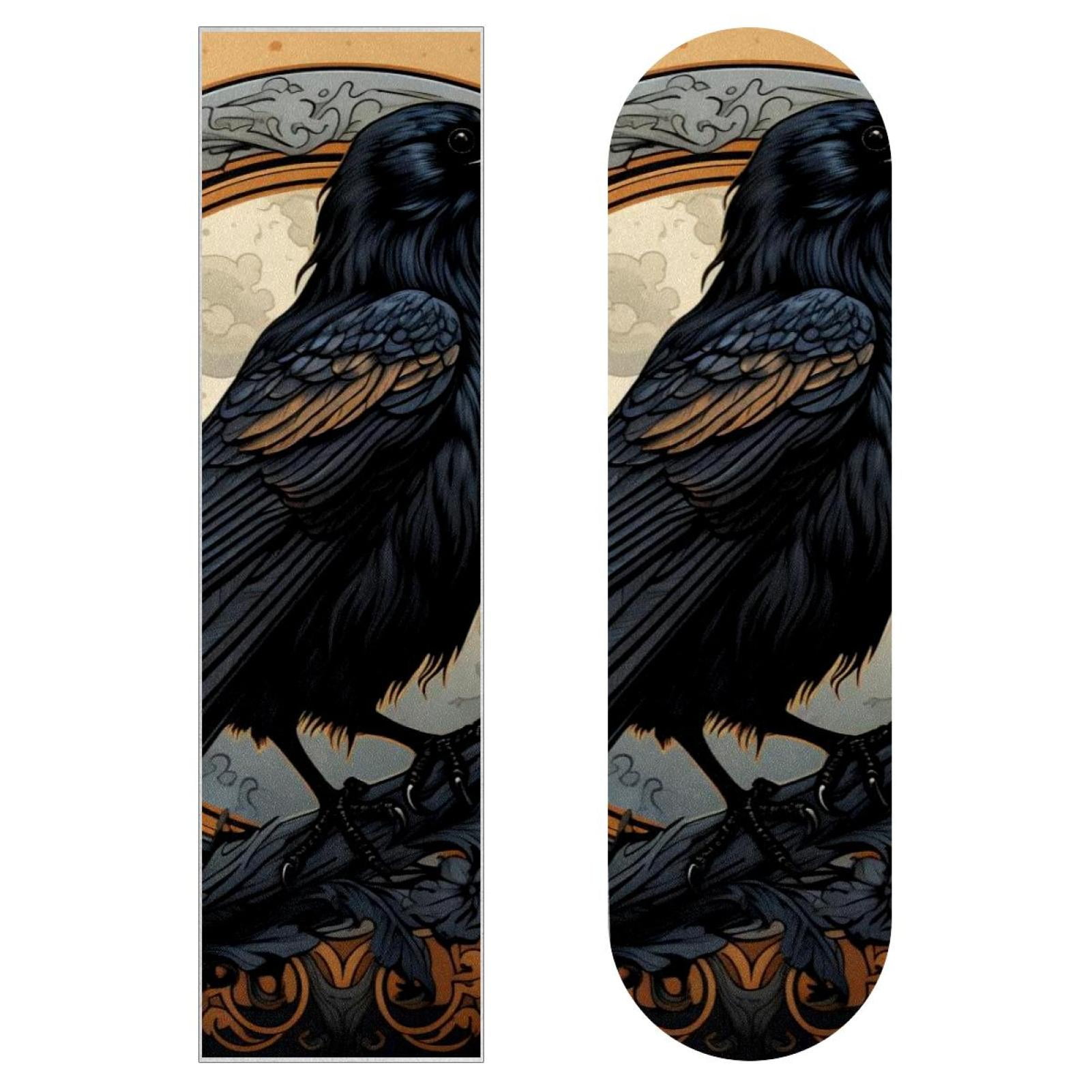 Crow Skateboard Stickers Pack of Two, Emery Surface PVC Back, 8.8x32 ...