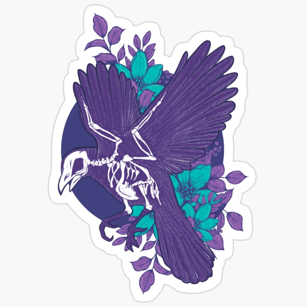Crow Skeleton Sticker Phone Decal Water Bottle Stickers Car Decals ...