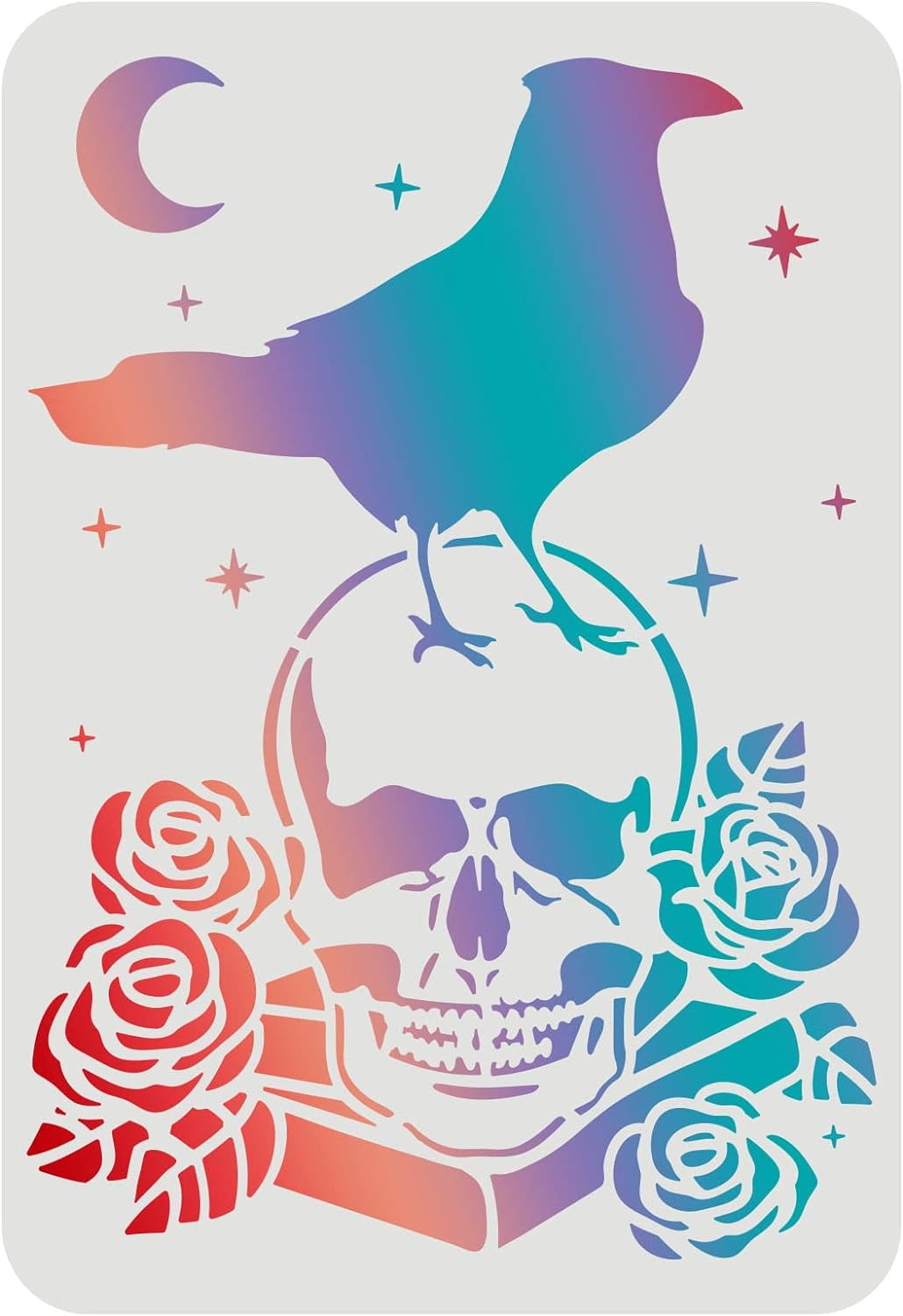 Crow Skull Stencil 11.7x8.3inch Raven on The Skull Pattern Drawing ...