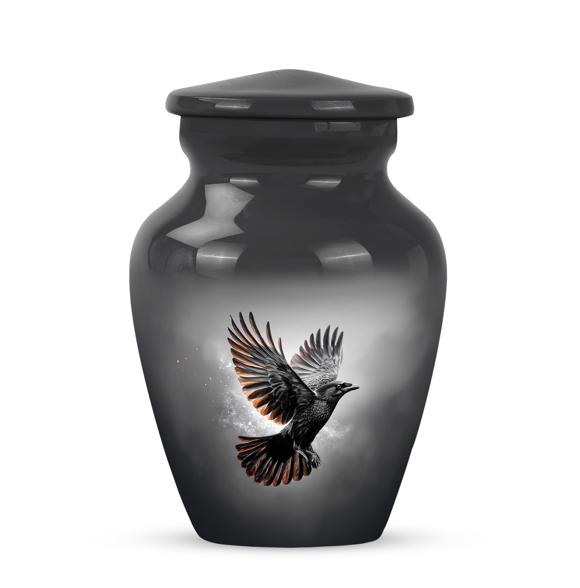 Crow Small Cremation Urn, Birds Memorial Gift for Parents, Tiny Urns ...