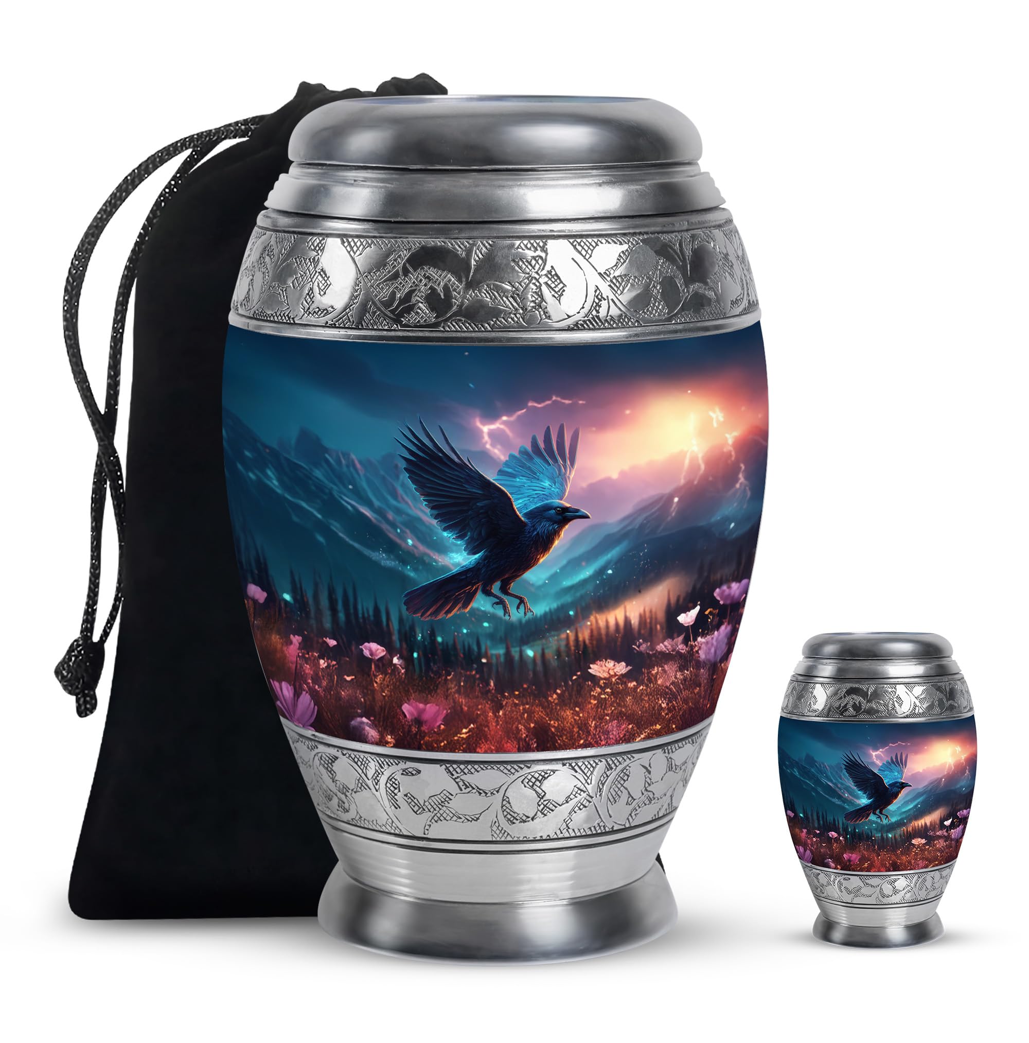 Crow Small Keepsake Urns, Cremation Urn for Human Ashes, Handcrafted ...