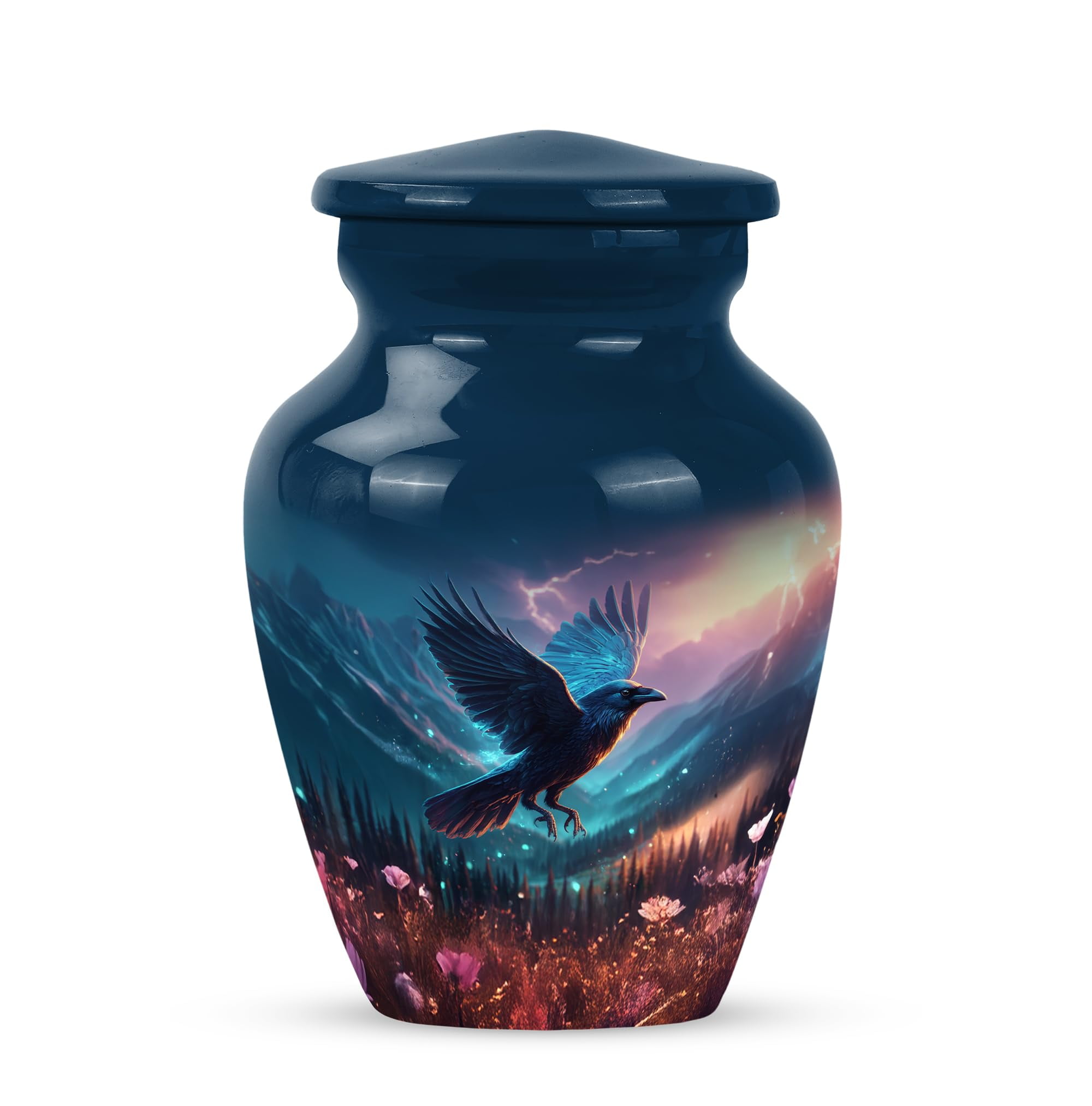 Crow Small Urn for Human Ashes Keepsake, Birds Memorial Gift for ...
