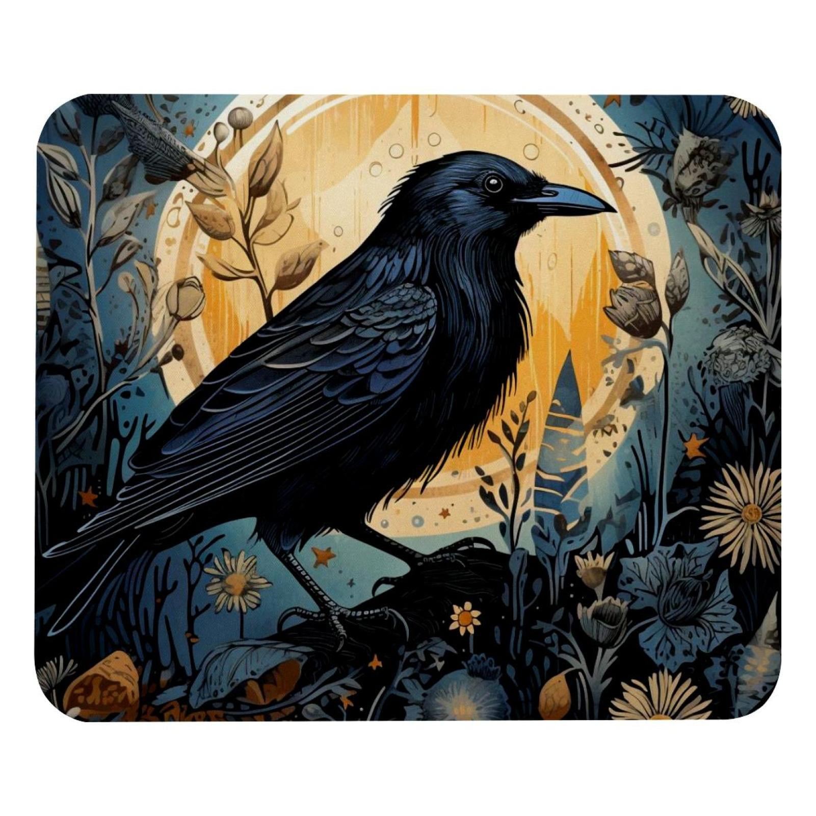 Crow Square Desk Mat, 8.3x9.8 Inch, Non-Slip Rubber Bottom, Printed ...