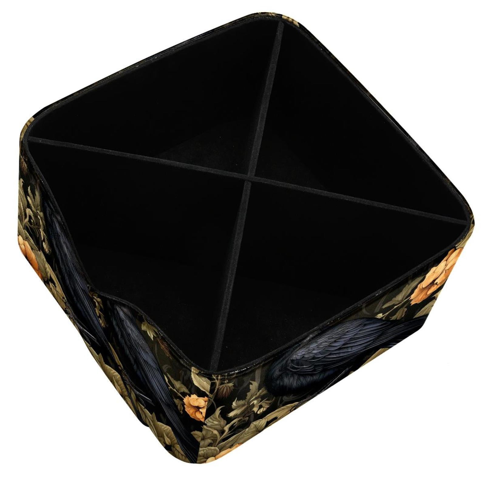 Crow Square Pen Case with 4 Compartments, Removable Dividers, and Pen Holder - Pen Organizer ...