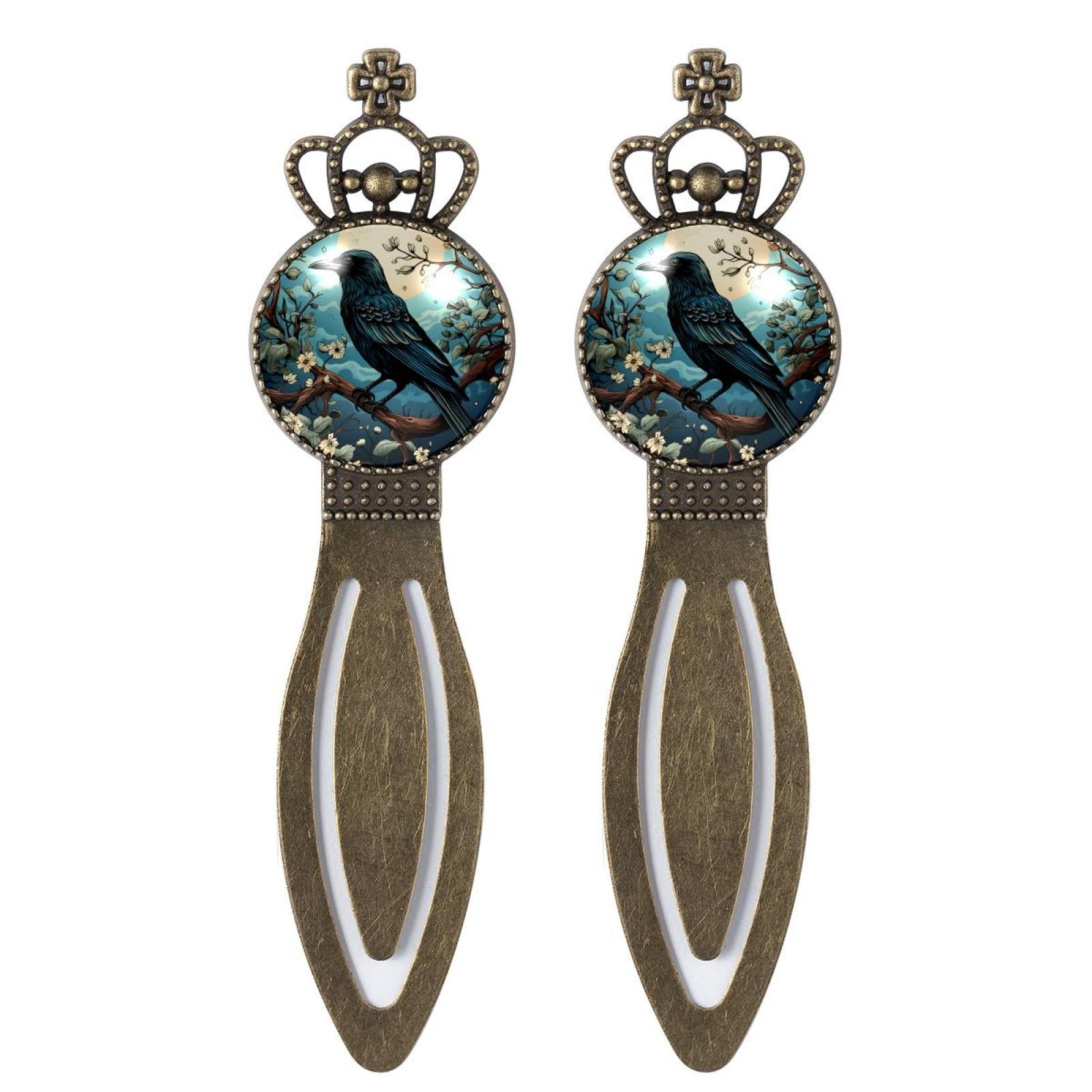 Crow Stainless Steel Crown-Shaped Bookmarks – Set of 2, Unique Gift for ...