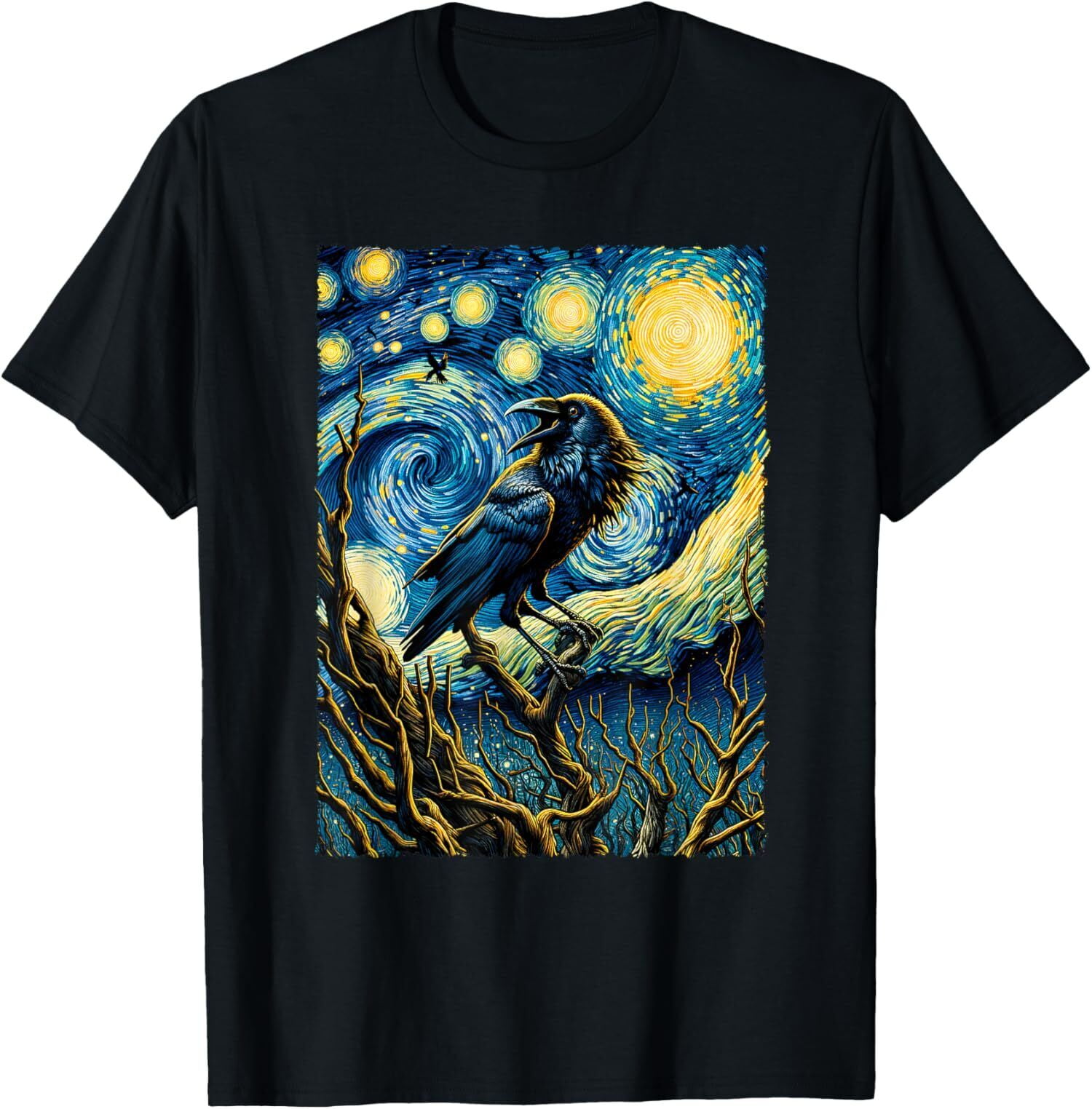 Crow Starry Night Funny Mystical Crow Gift Idea Tee T-Shirt - Walmart.com
