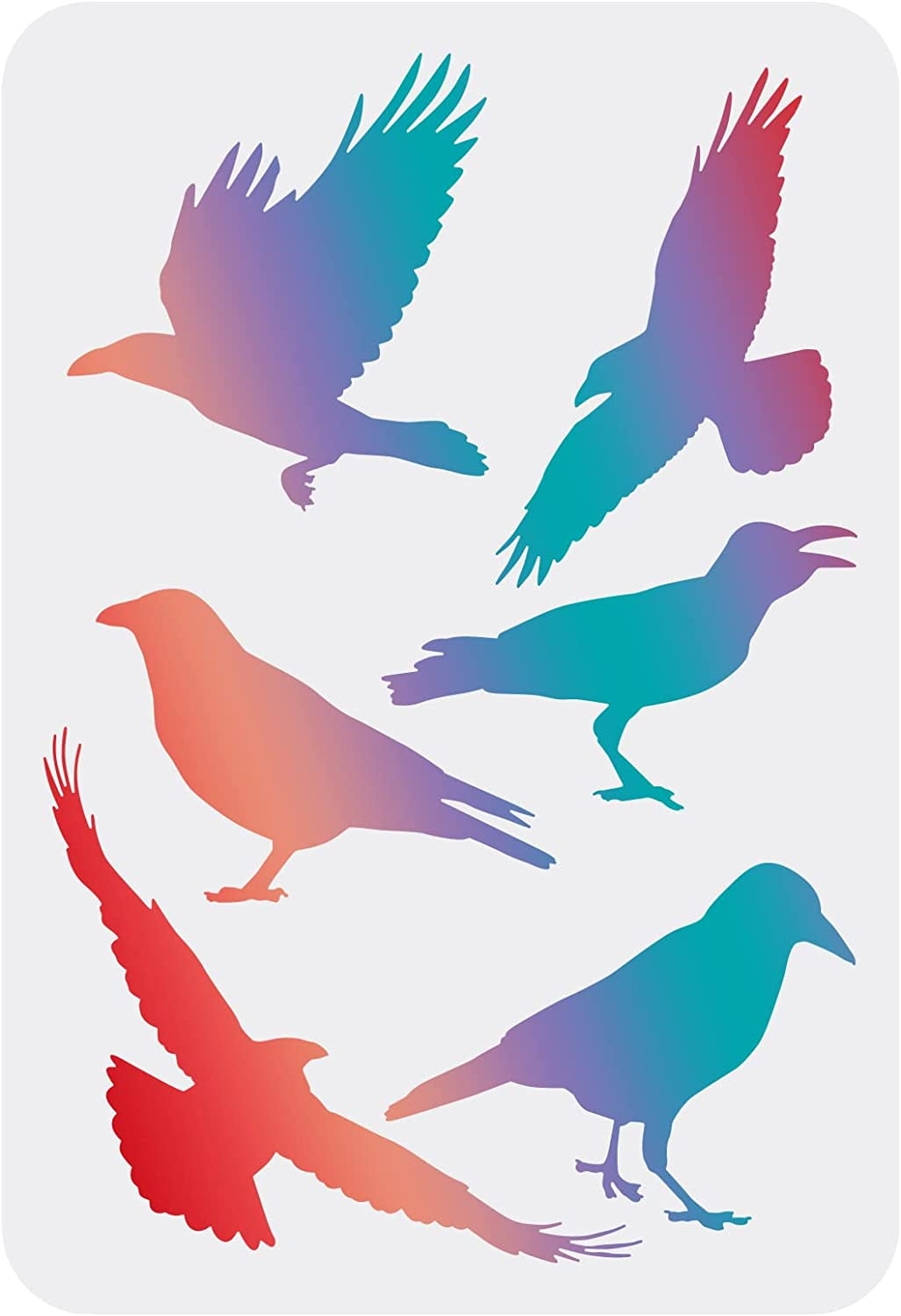 Crow Stencil 11.7x8.3 inch Raven Stencil Primitive Flying Raven Pattern ...