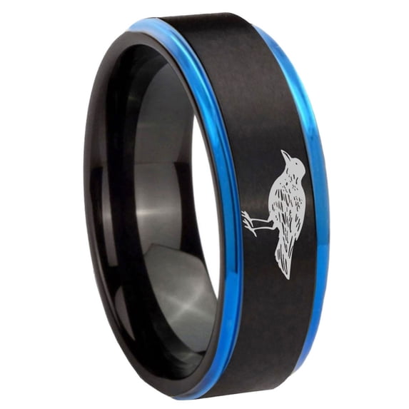 Crow Step Edge Black And Blue Tungsten Promised Ring 10MM - Walmart.com