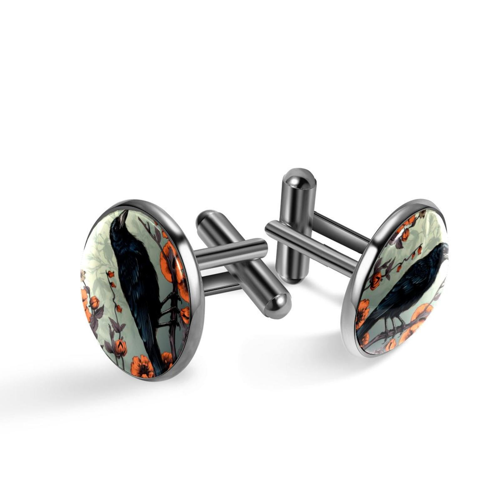 Crow Stylish Men's Cufflink Set in Silver Stainless Steel for Formal ...