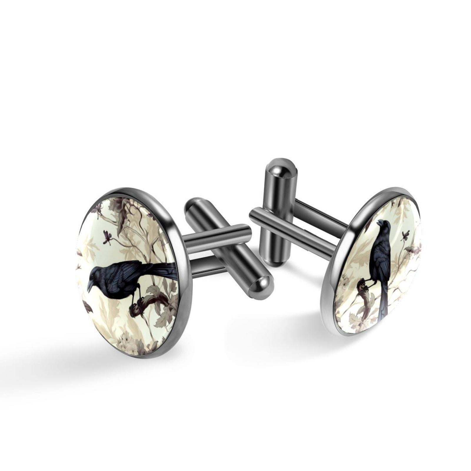 Crow Stylish Men's Cufflink Set in Silver Stainless Steel for Formal ...