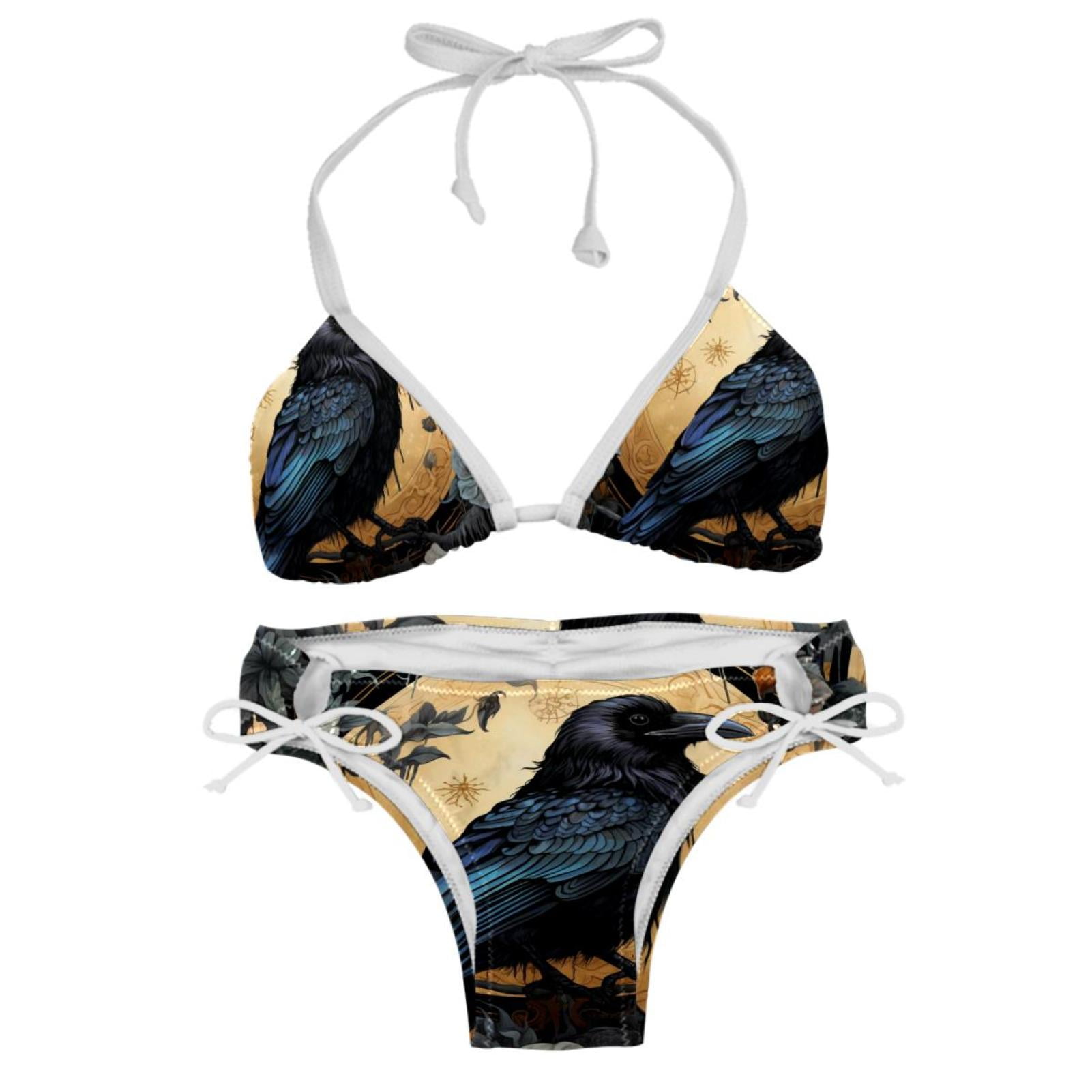 Crow Swim Suit Bikini Sets with Detachable Sponge & Adjustable Strap ...