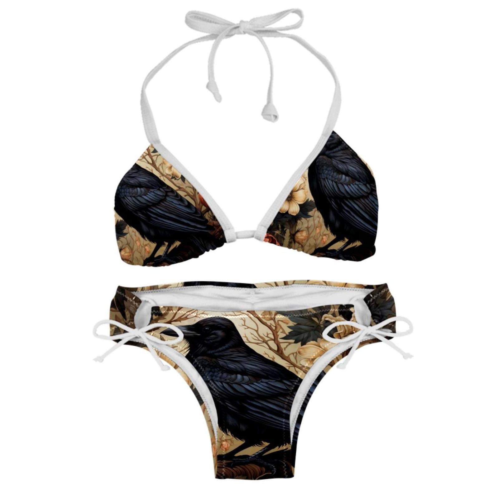 Crow Swimsuit Women Bikini Sets, Detachable Sponge Adjustable Strap ...