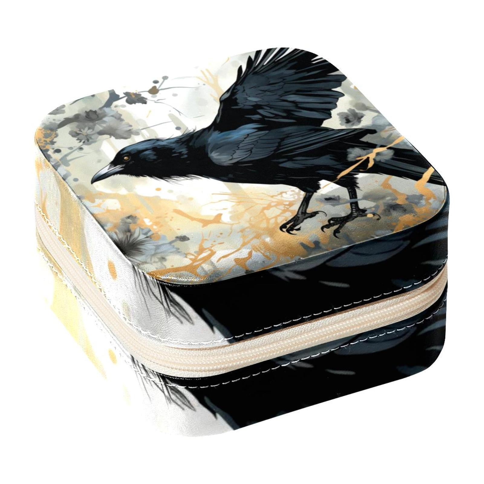 Crow Travel Portable Square Jewelry Box Organizer for Girls and Women ...