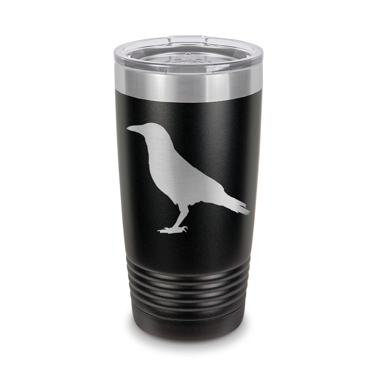 Crow Tumbler 20 oz - Laser Engraved w/ Clear Lid - Stainless Steel ...