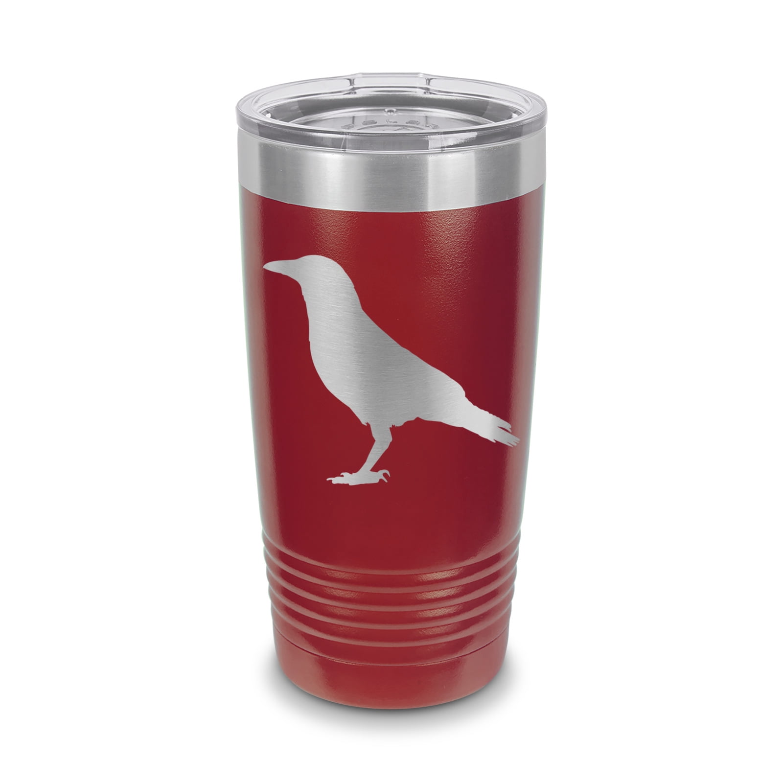 Crow Tumbler 20 oz - Laser Engraved w/ Clear Lid - Stainless Steel ...