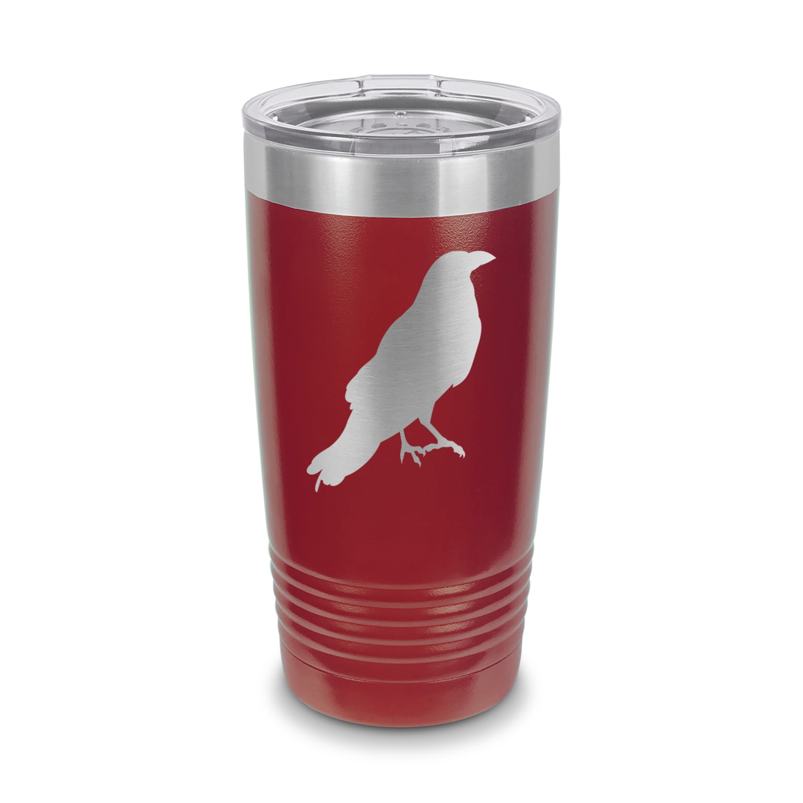 Crow Tumbler 20 oz - Laser Engraved w/ Clear Lid - Stainless Steel ...